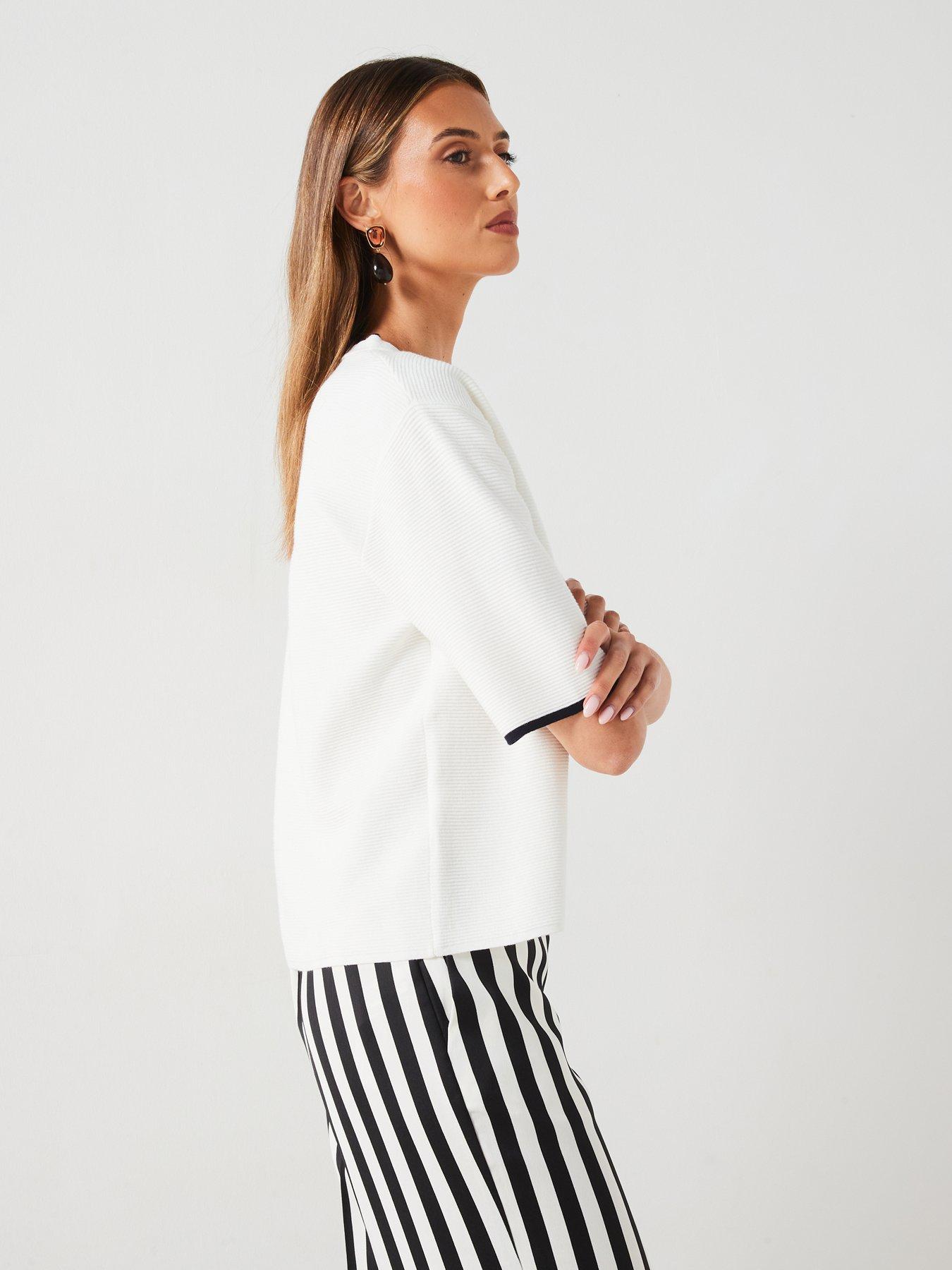 Mango Knitted Top With Tipping - Cream | Very