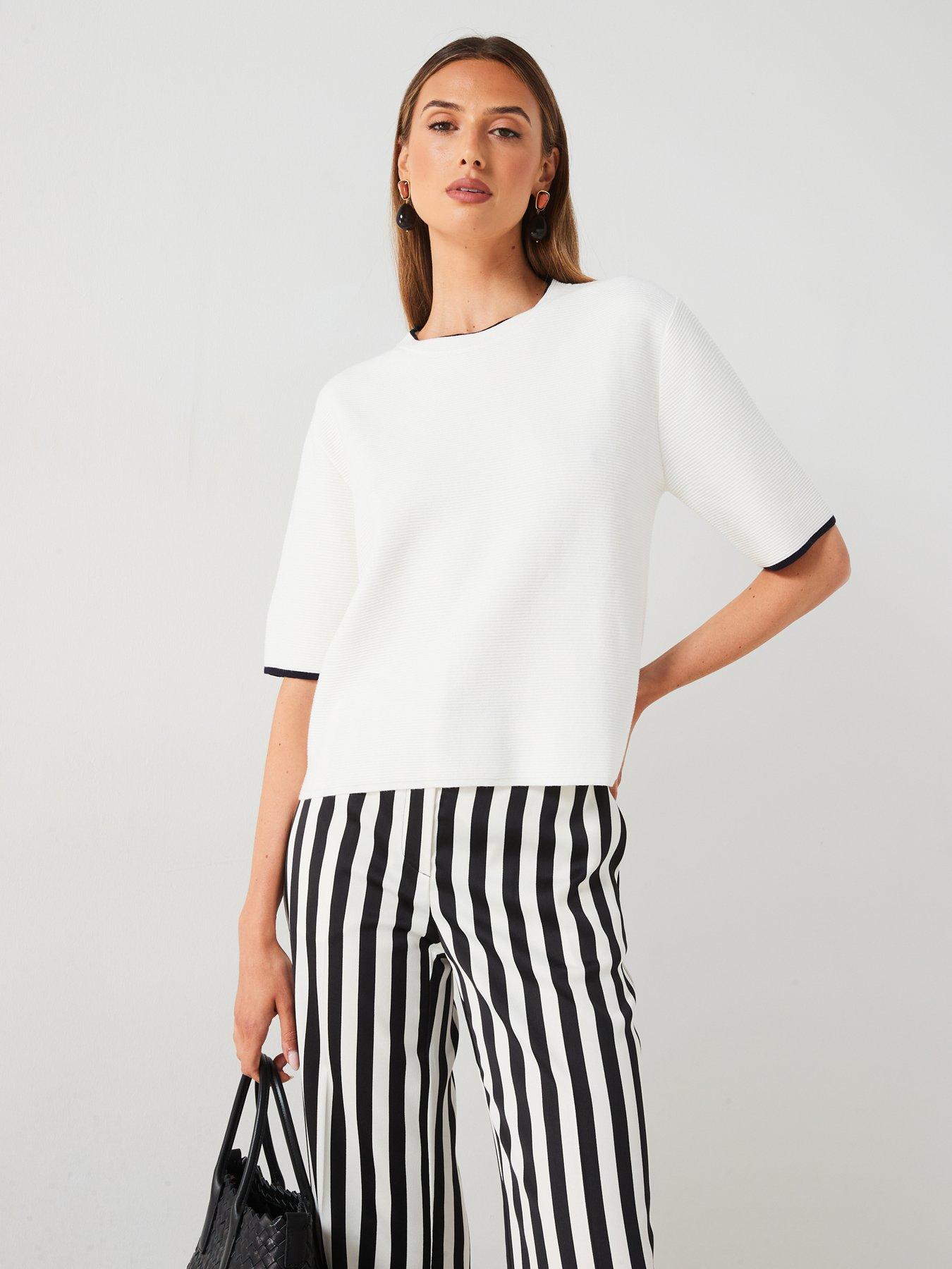 Mango Knitted Top With Tipping - Cream | Very