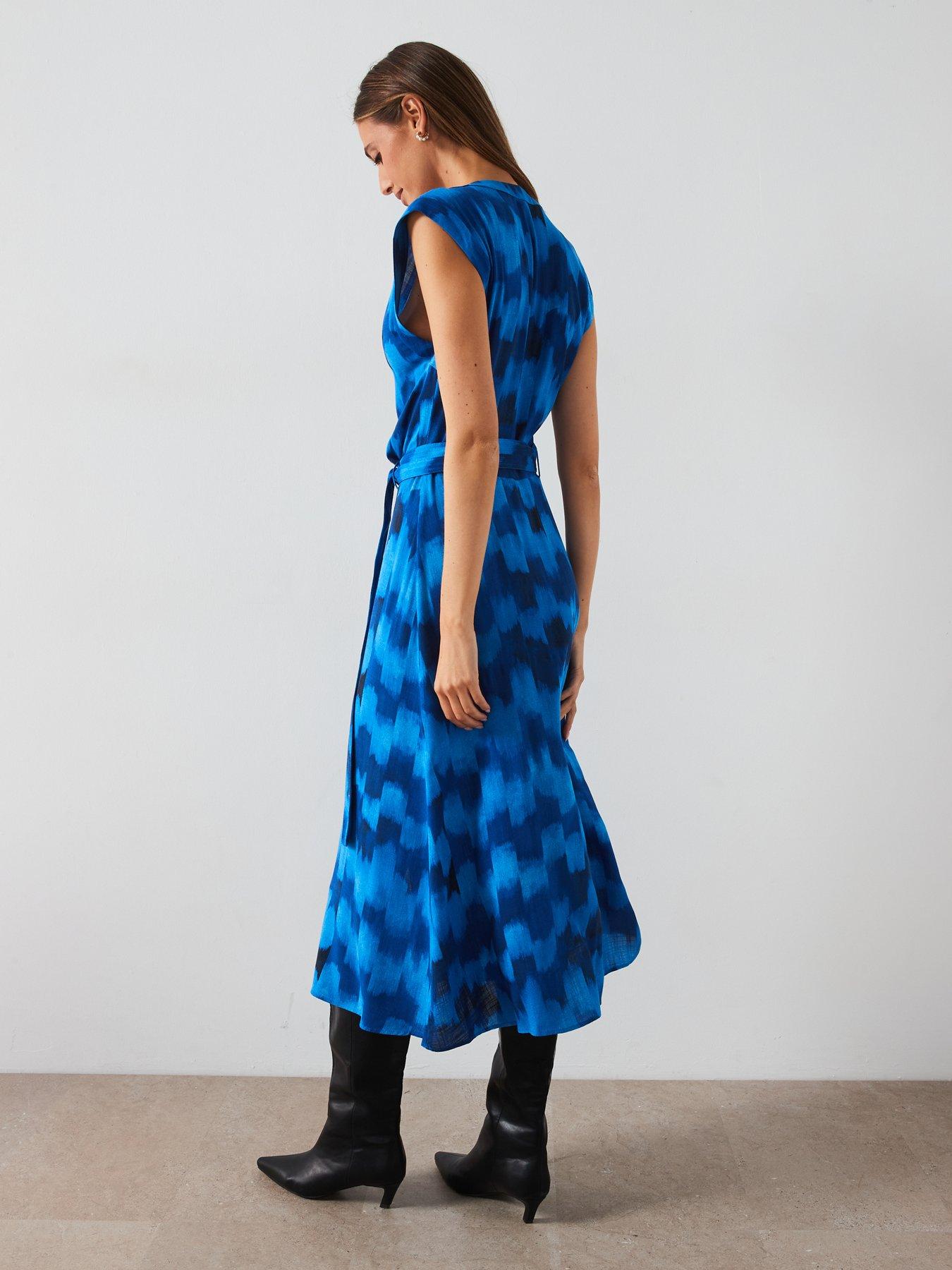 Mango Belted Printed Midi Dress - Blue | Very