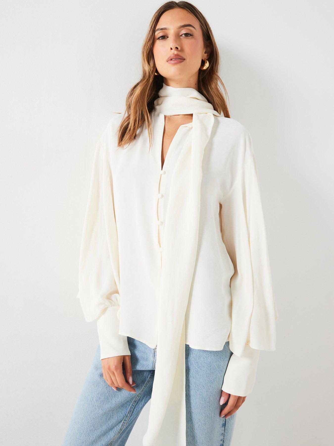 Mango Tie Neck Blouse - Cream | Very
