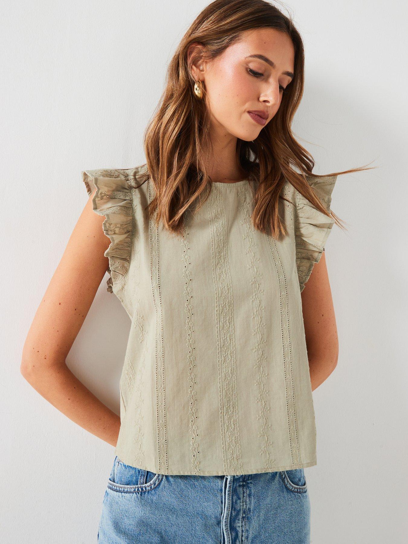Mango Shoulder Frill Top - Green | Very