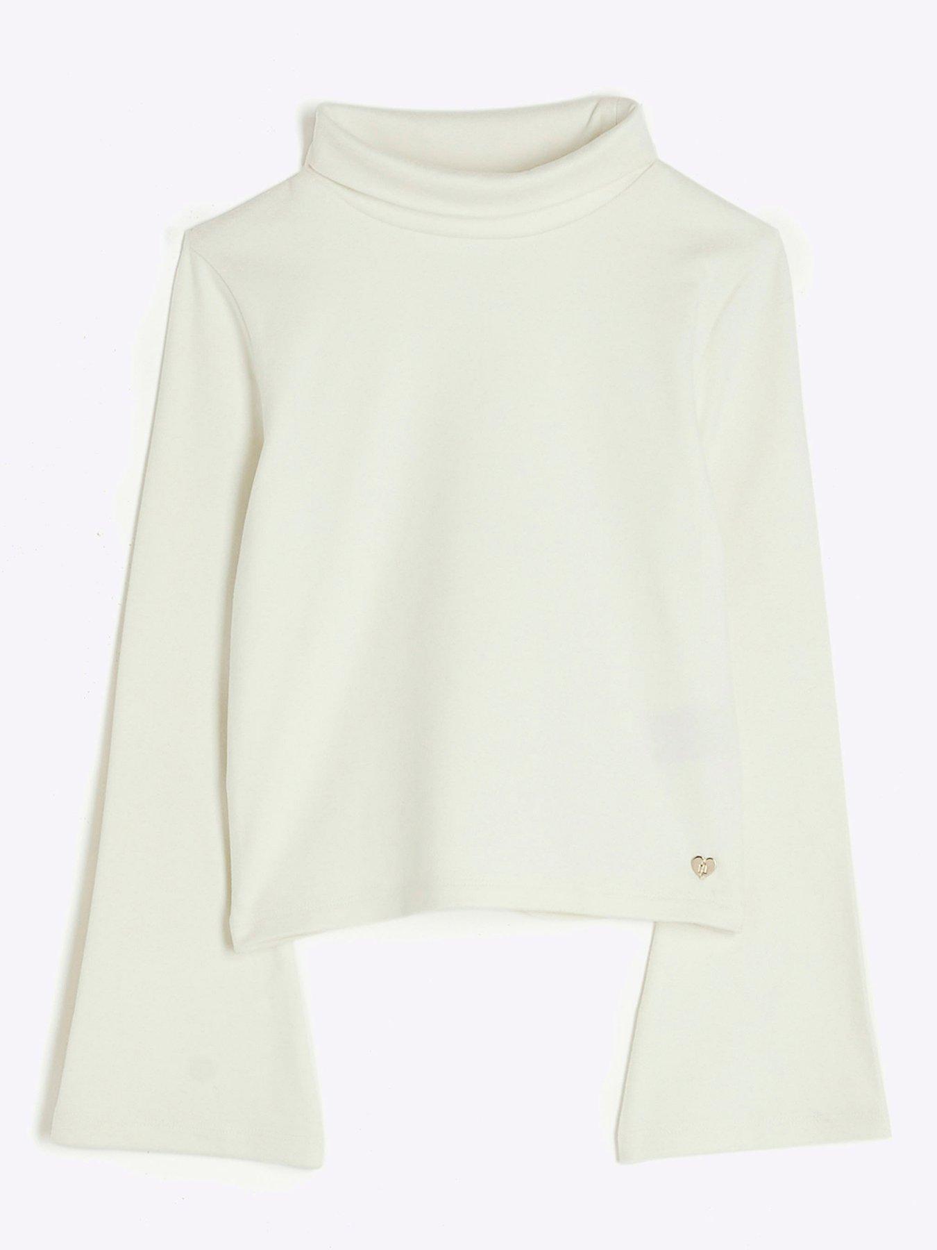 River Island Girls Roll Neck Long Sleeve Top - Beige | Very