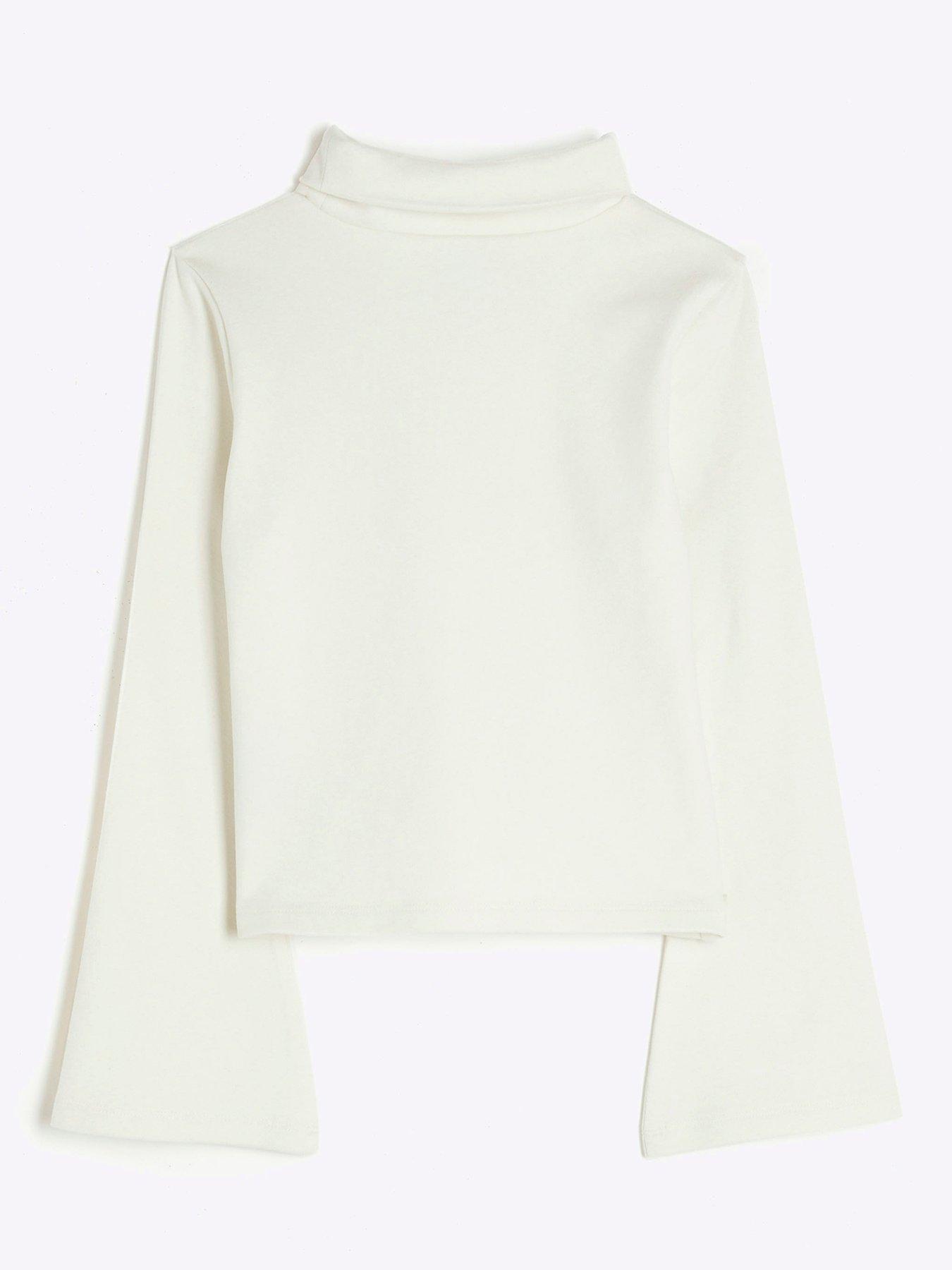 River Island Girls Roll Neck Long Sleeve Top - Beige | Very