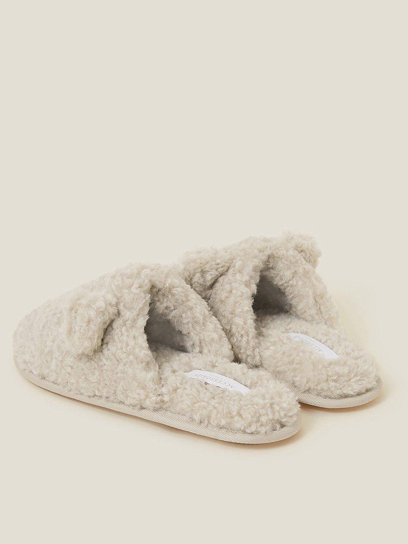 Accessorize Teddy Mule Slippers - Natural | Very