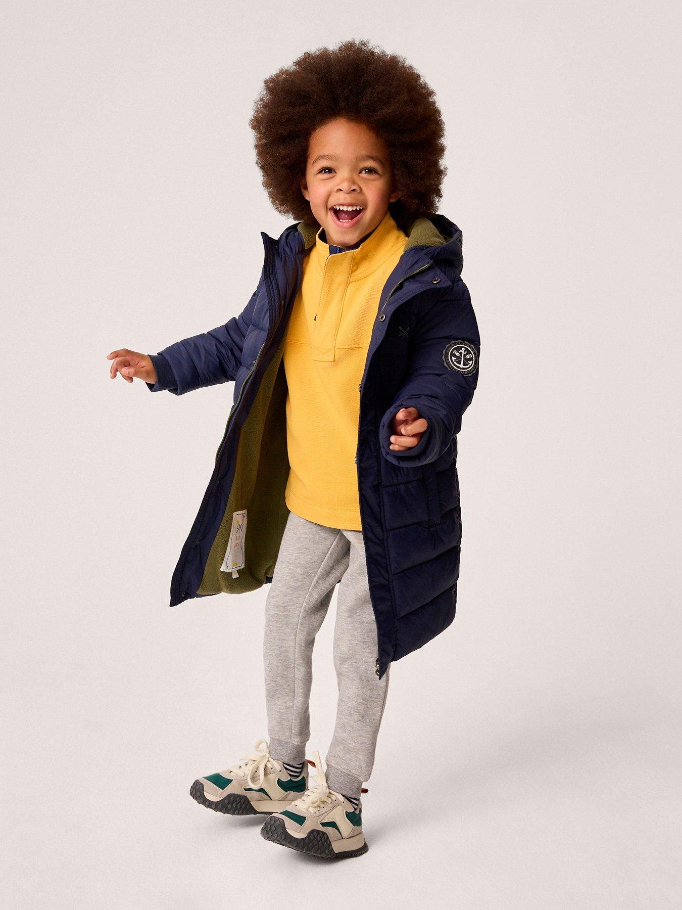 Crew Clothing Boys Midweight Longline Padded Coat - Navy | Very