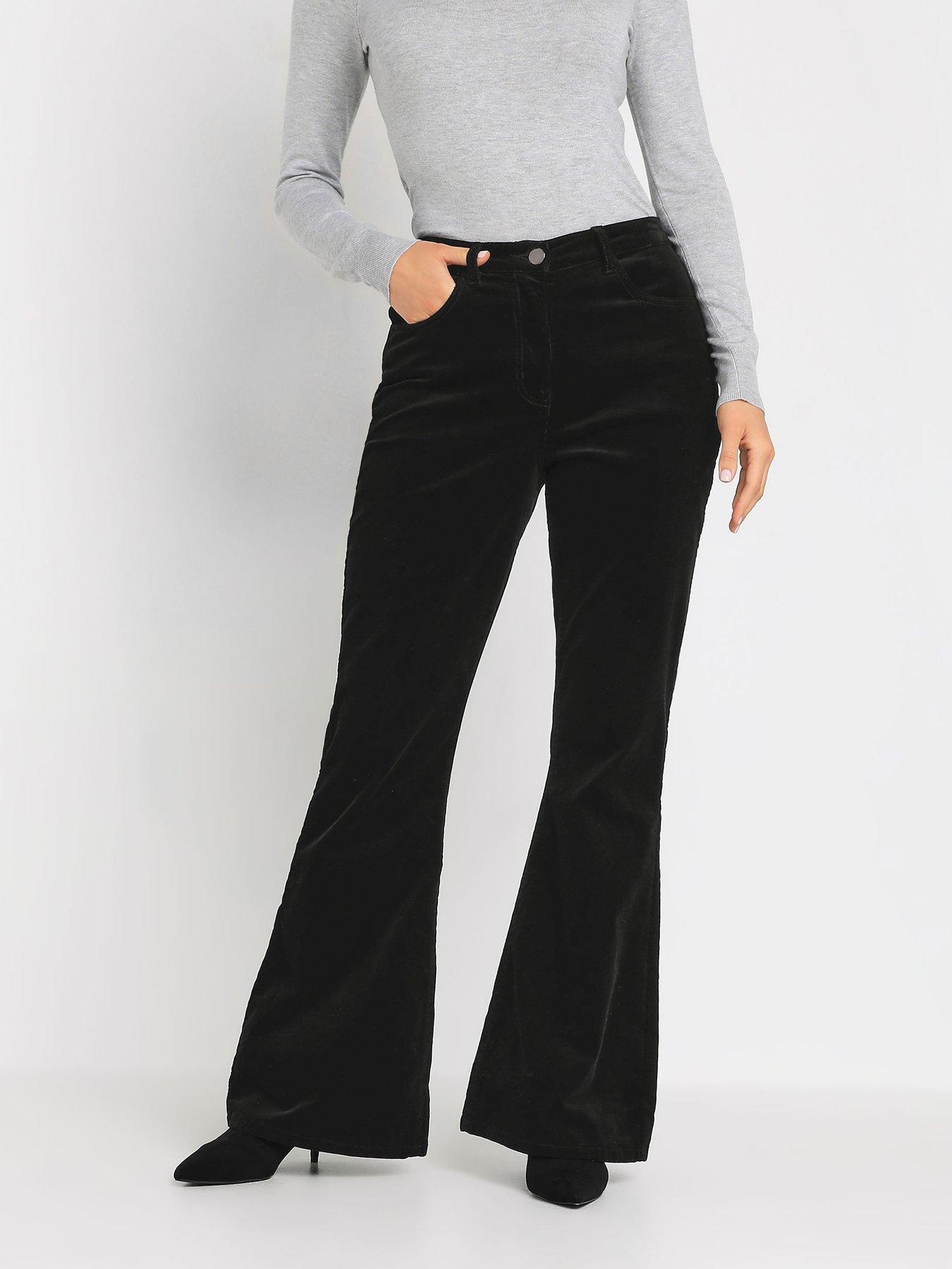 Long Tall Sally Tall Cord Kick Flare Trouser 36" - Black | Very
