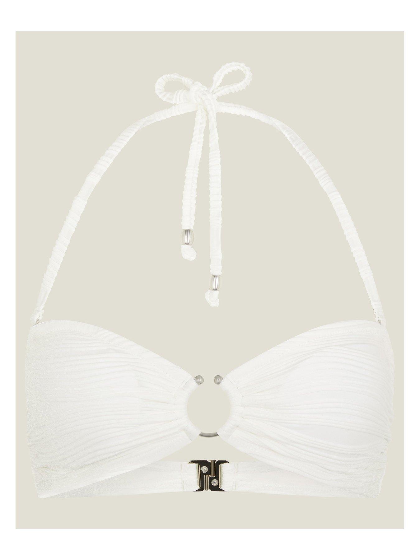 Accessorize Texture Bandeau Bikini Top - Ivory | Very.co.uk