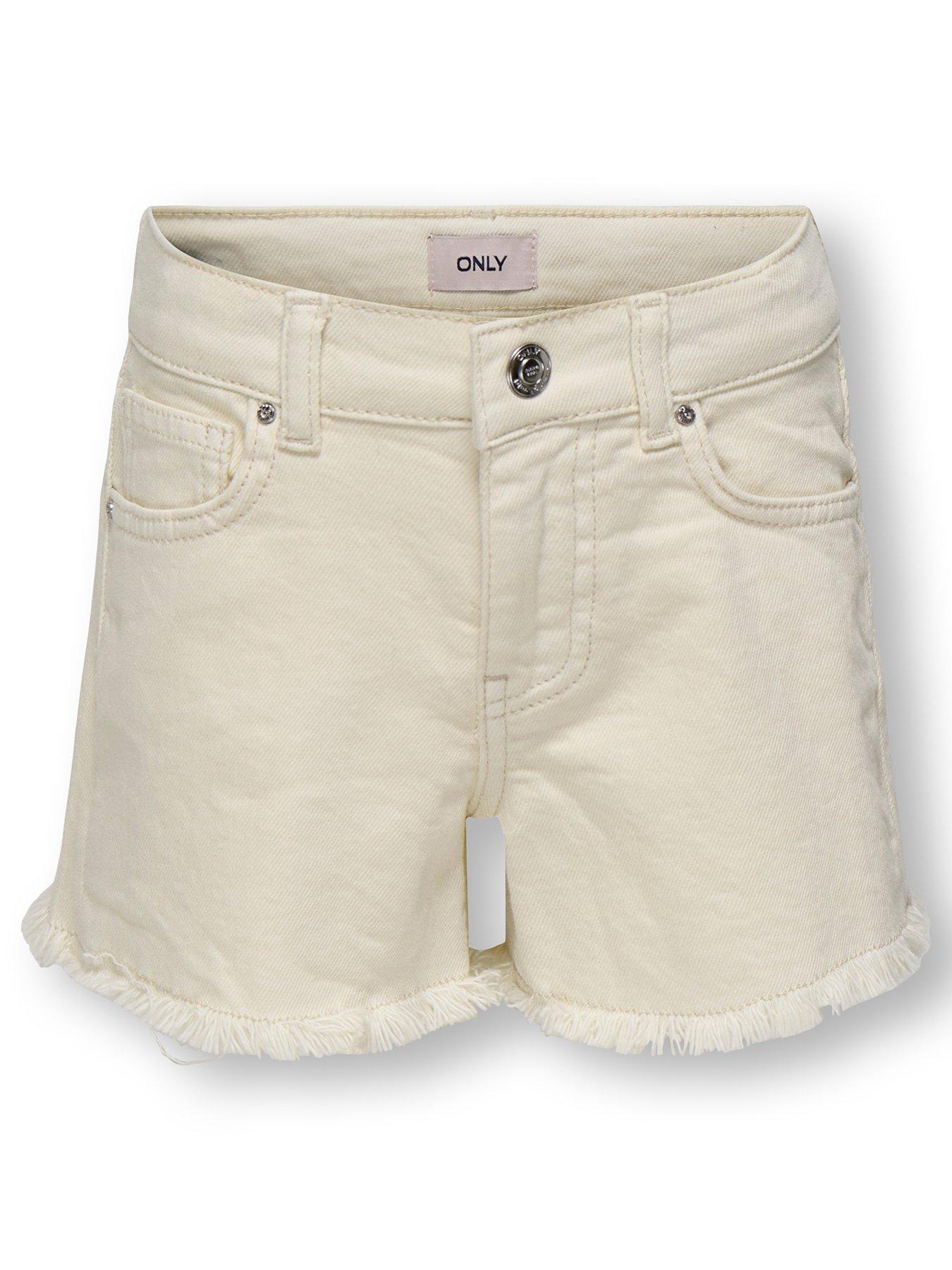 Only Kids Girls Robyn Vintage Denim Shorts - Ecru | Very