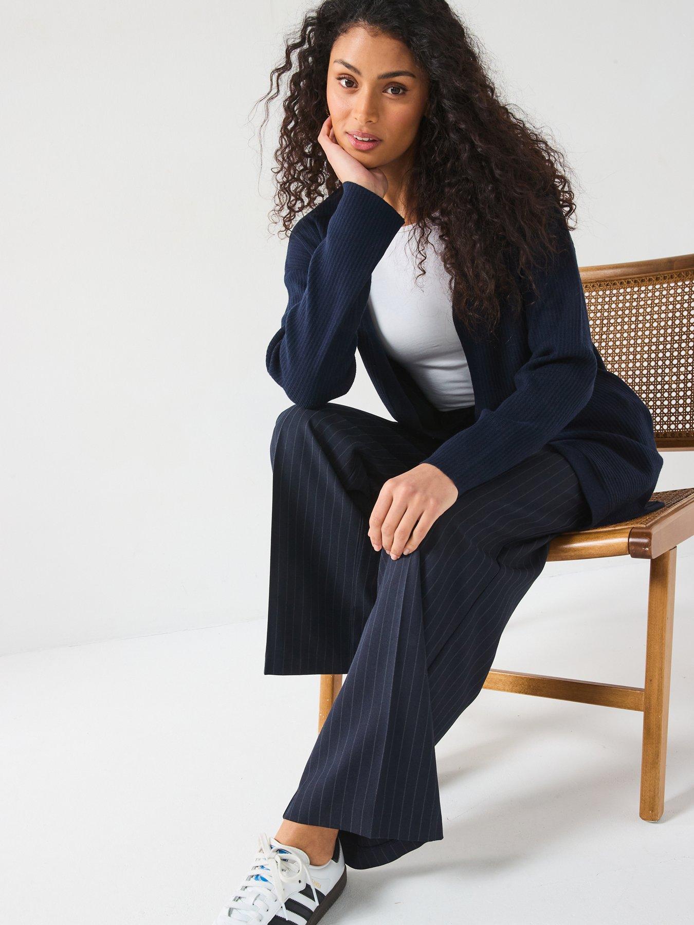 Everyday Longline Ribbed Edge To Edge Cardigan - Dark Blue | Very