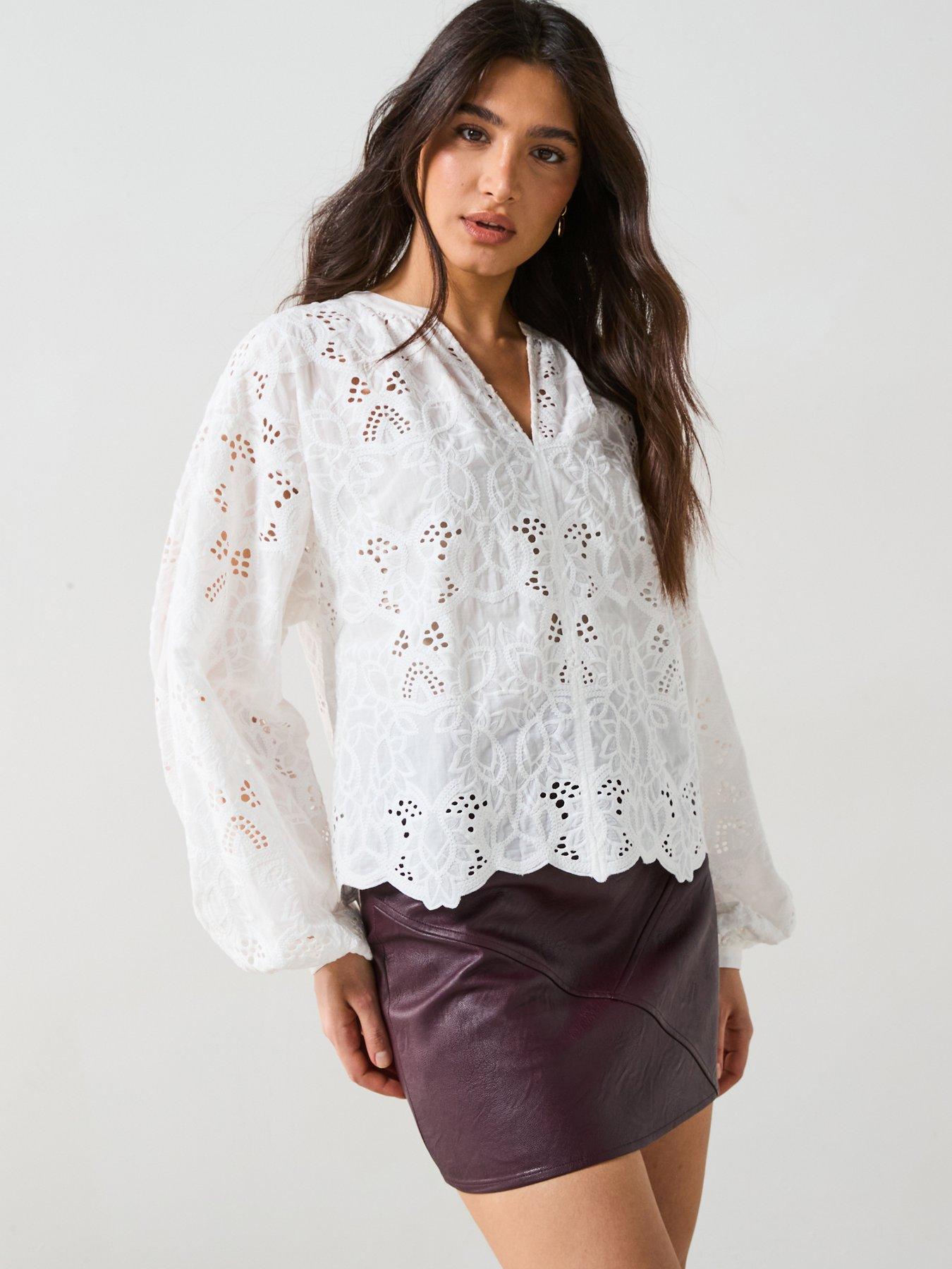V by Very Premium Guipure Lace Blouse - Cream | Very