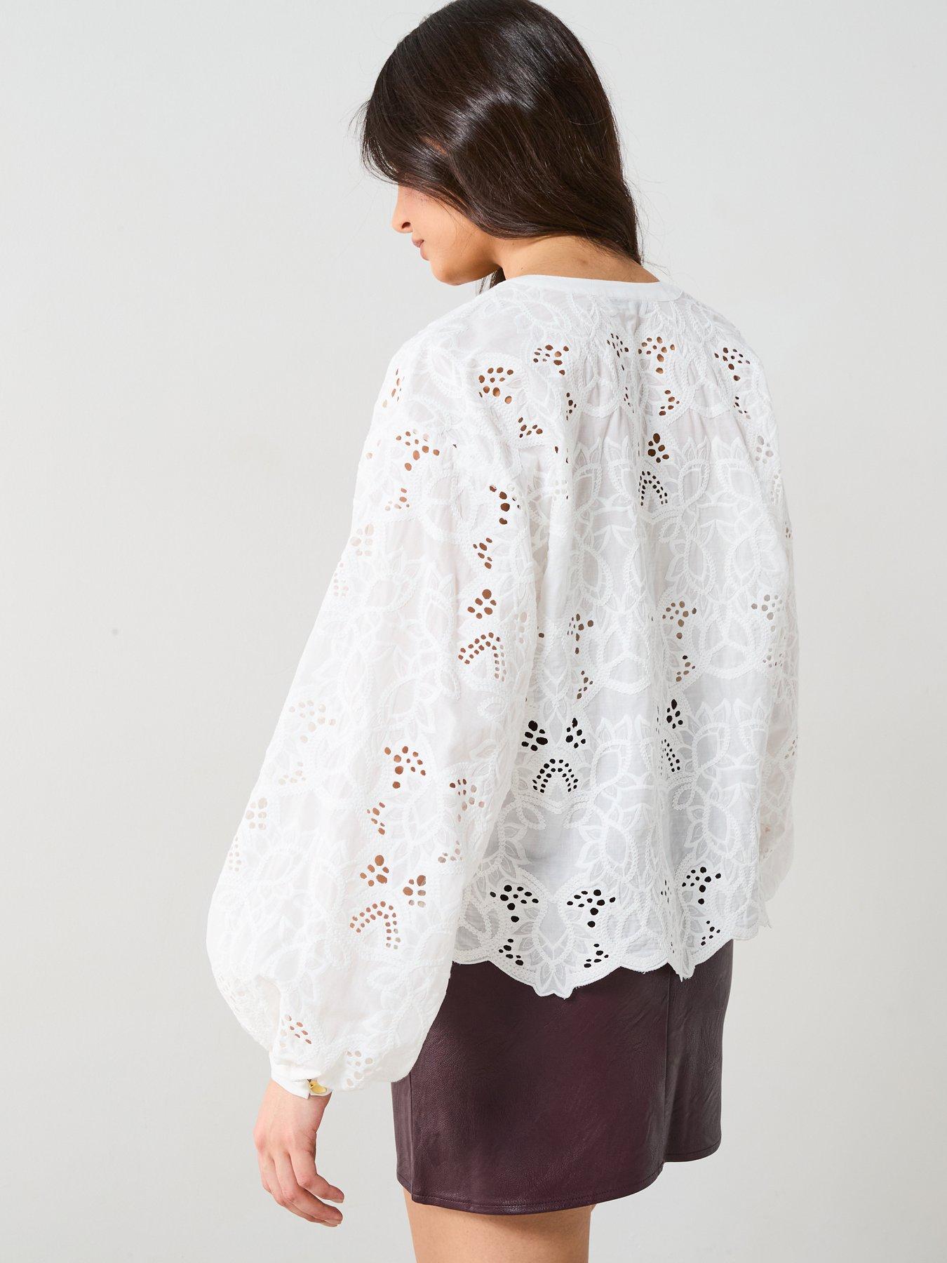 V by Very Premium Guipure Lace Blouse - Cream | Very