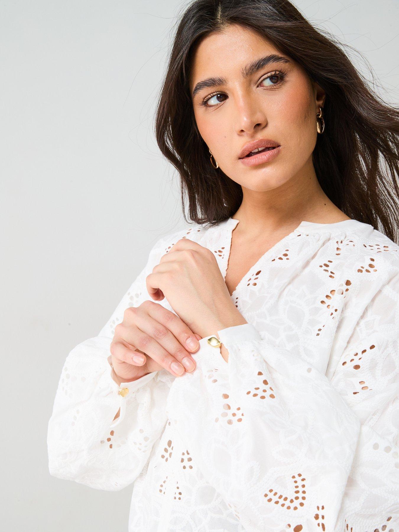V by Very Premium Guipure Lace Blouse - Cream | Very