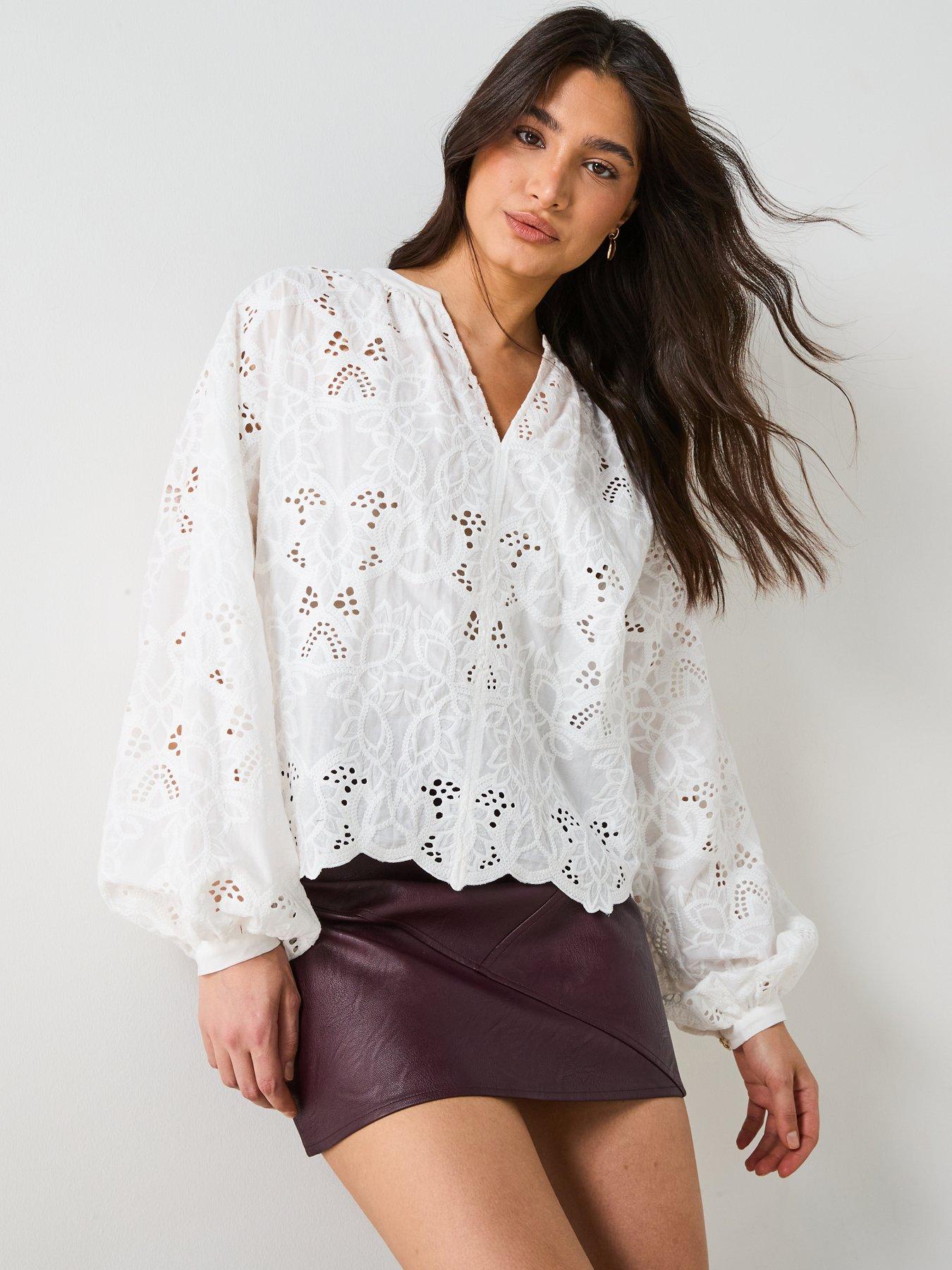 V by Very Premium Guipure Lace Blouse - Cream | Very