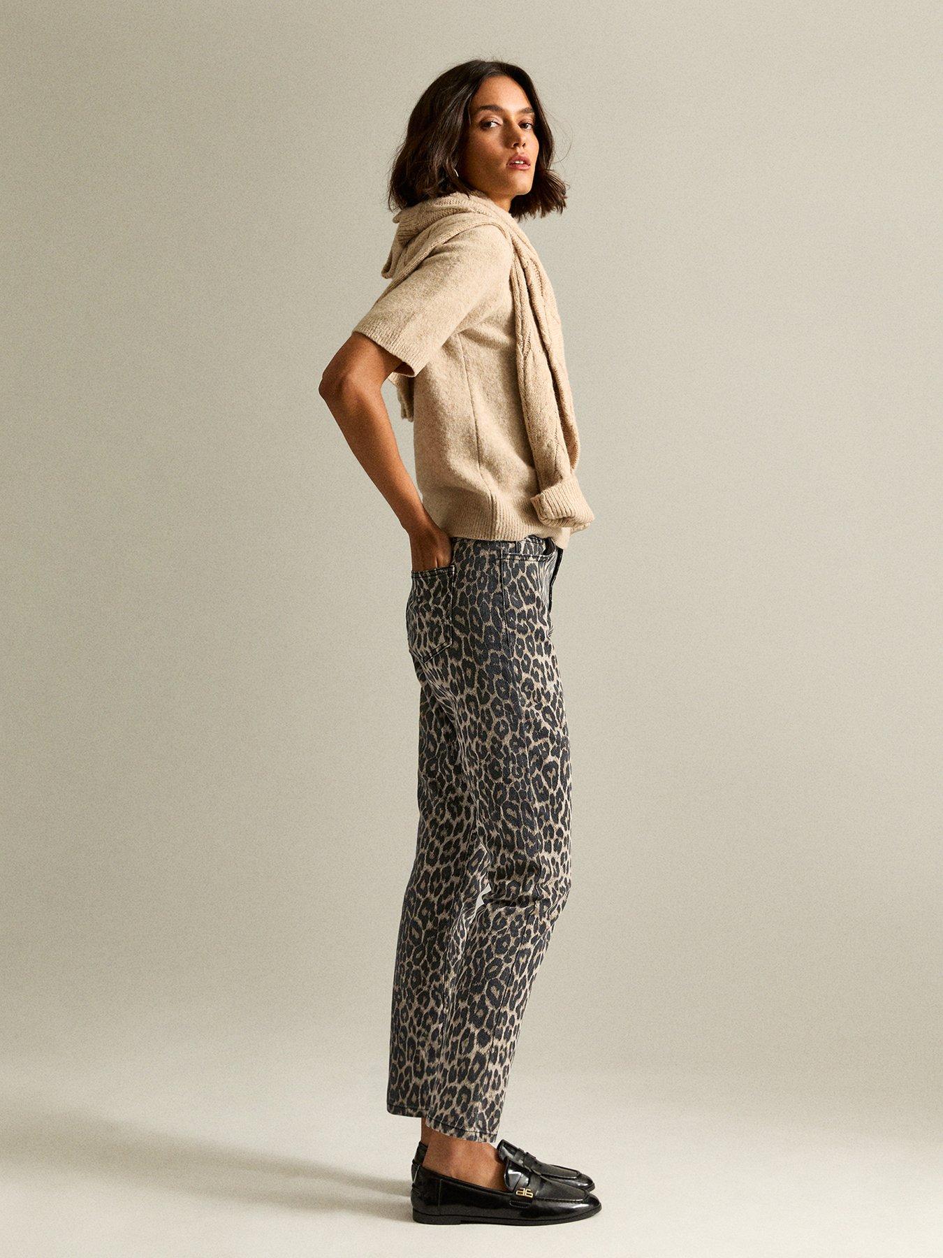New Look Leopard Print Straight Leg Jeans - Brown | Very
