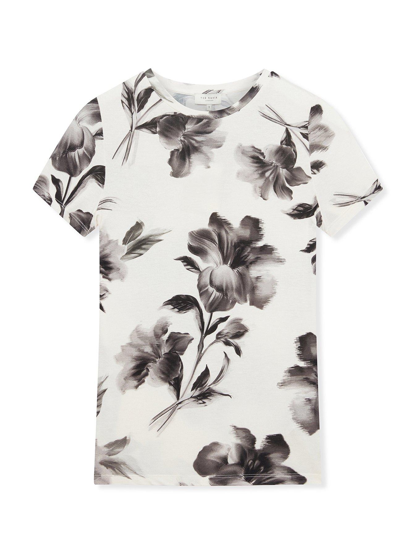 Ted Baker Vision Printed Fitted Tee - Off White | Very