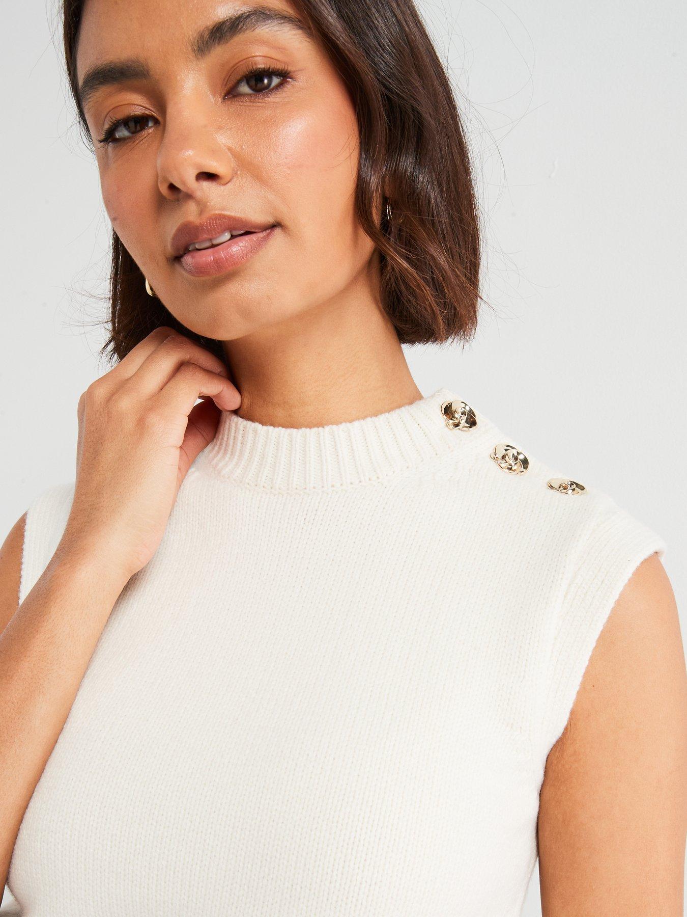 Ted Baker Rondher Rose Button Crew Neck Tank - Off White | Very