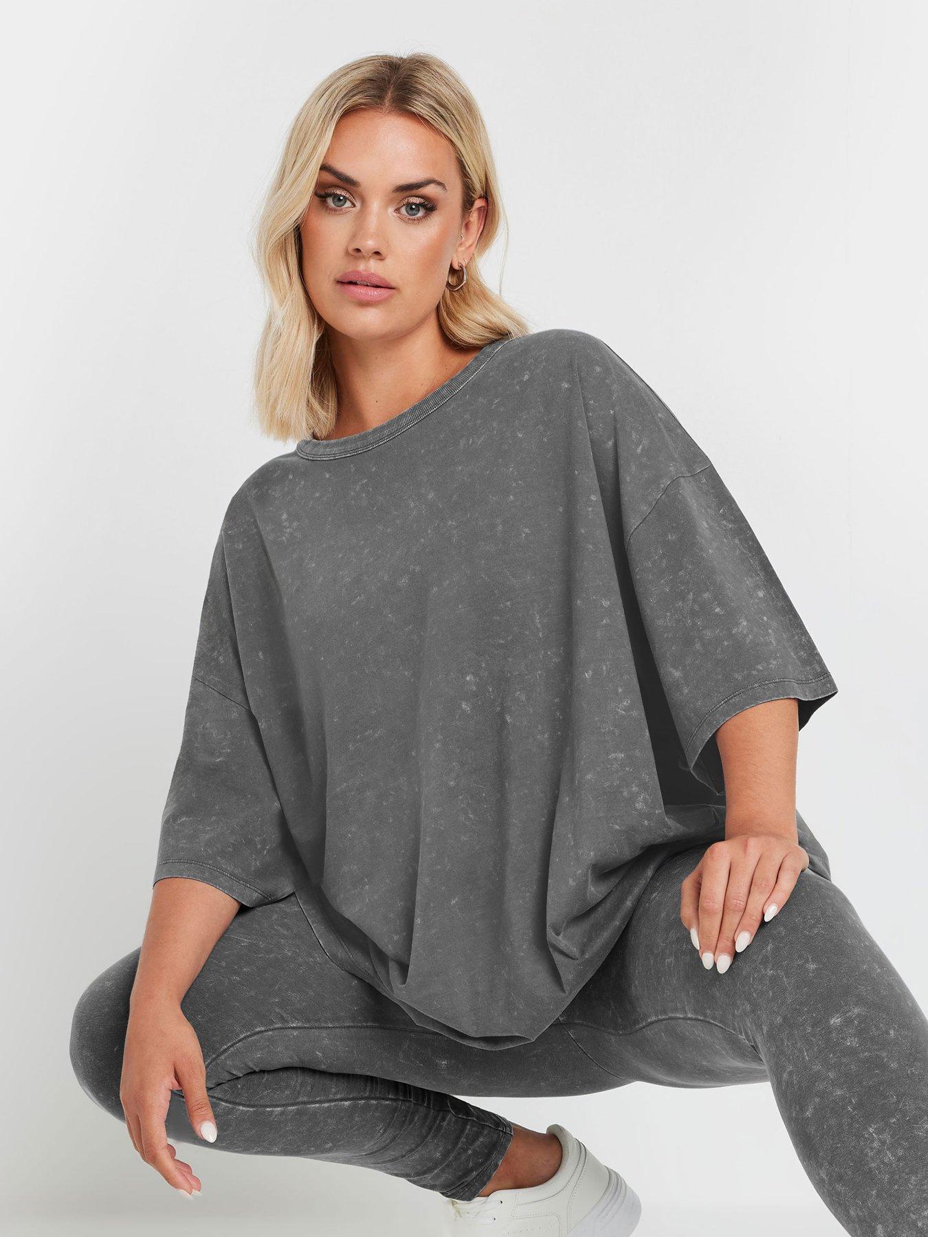 Yours Curve Acid Wash Boxy Tee | Very
