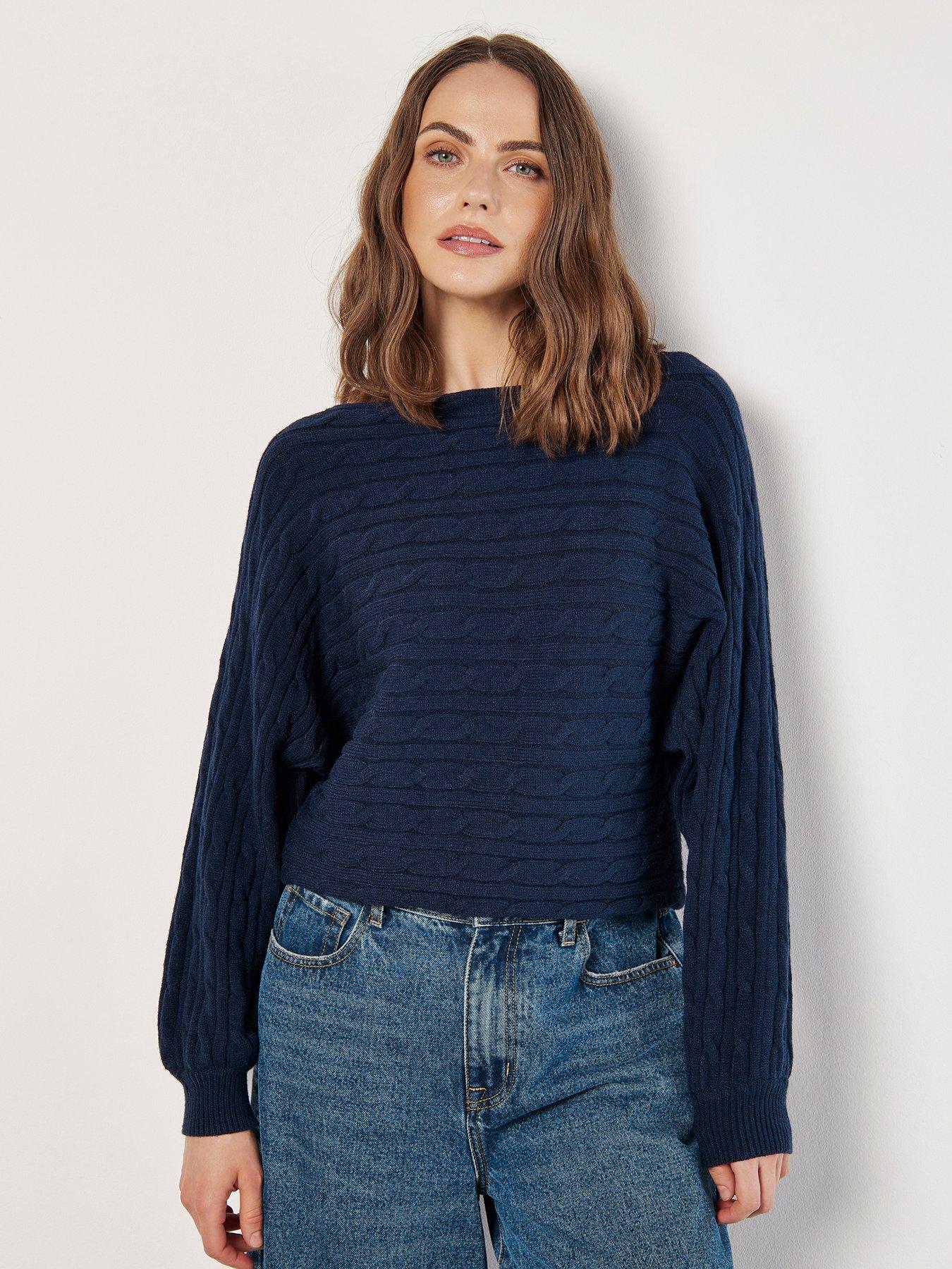 Apricot Apricot Aran Stripe Batwing Knit Jumper | Very.co.uk