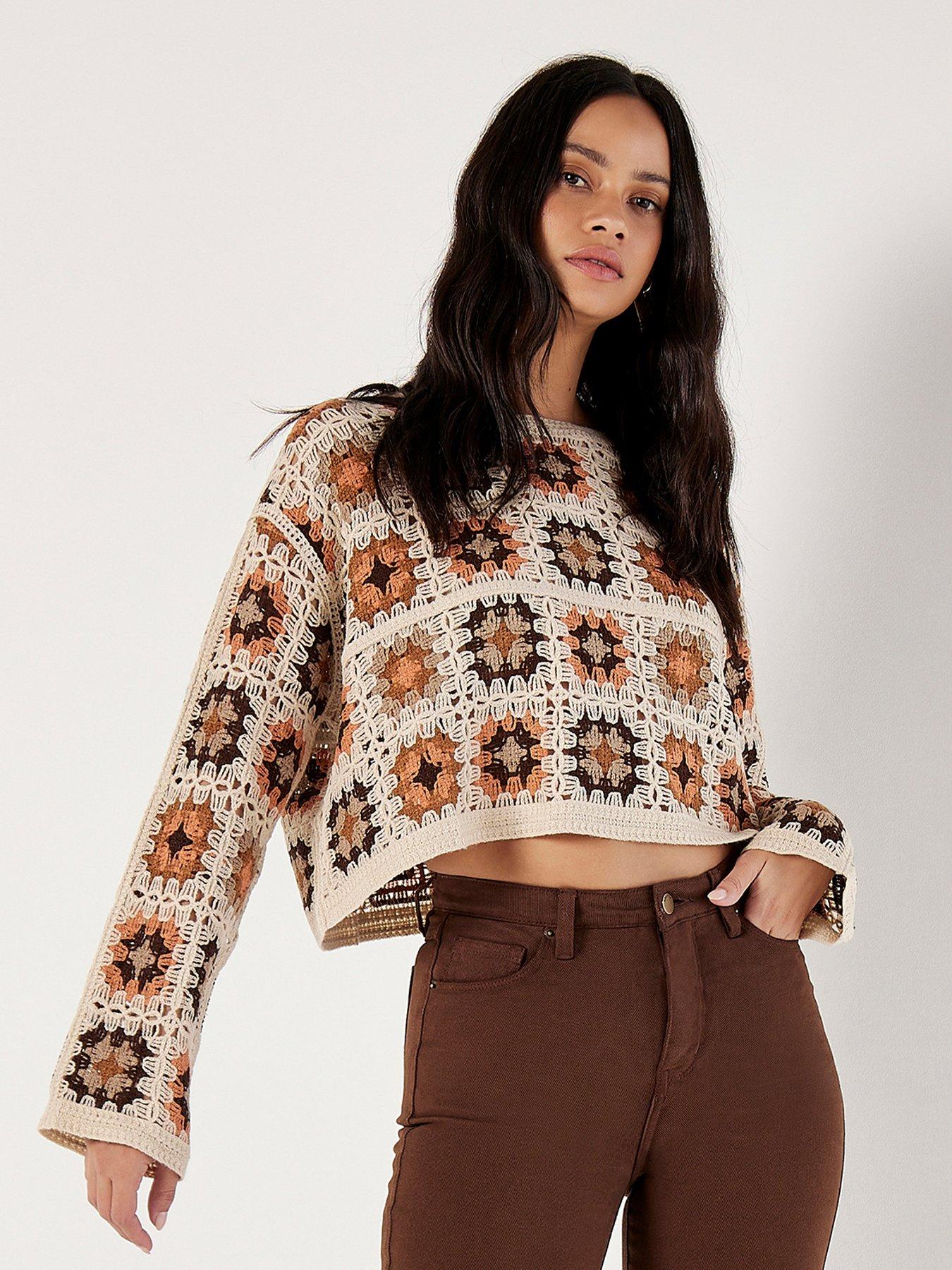 Apricot Crochet Squares Boxy Jumper | Very