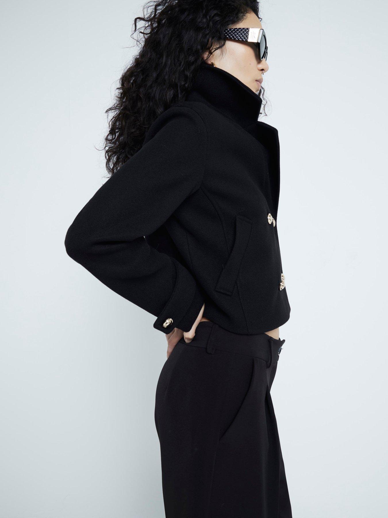 River Island Short Double Breasted Jacket - Black | Very