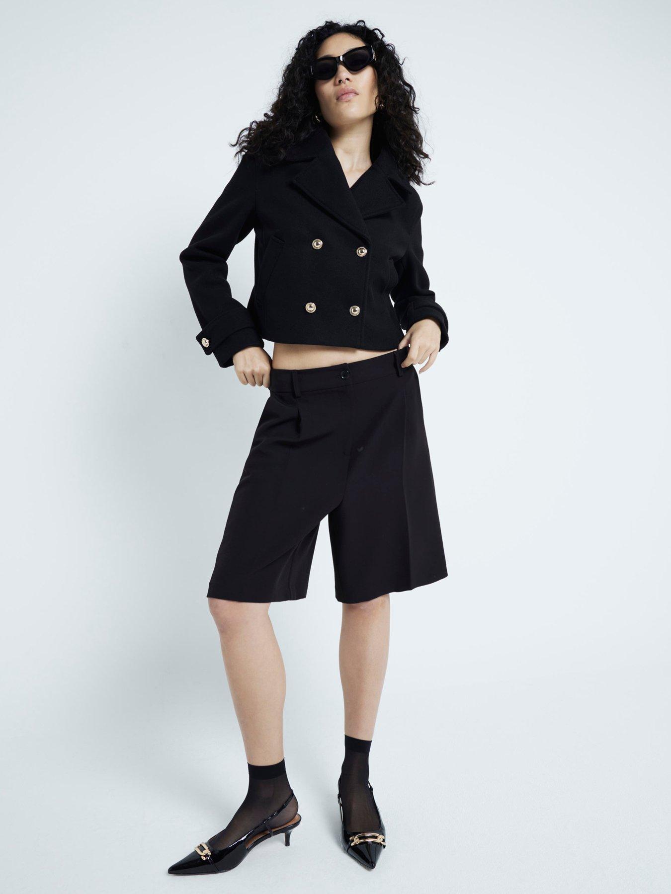 River Island Short Double Breasted Jacket - Black | Very
