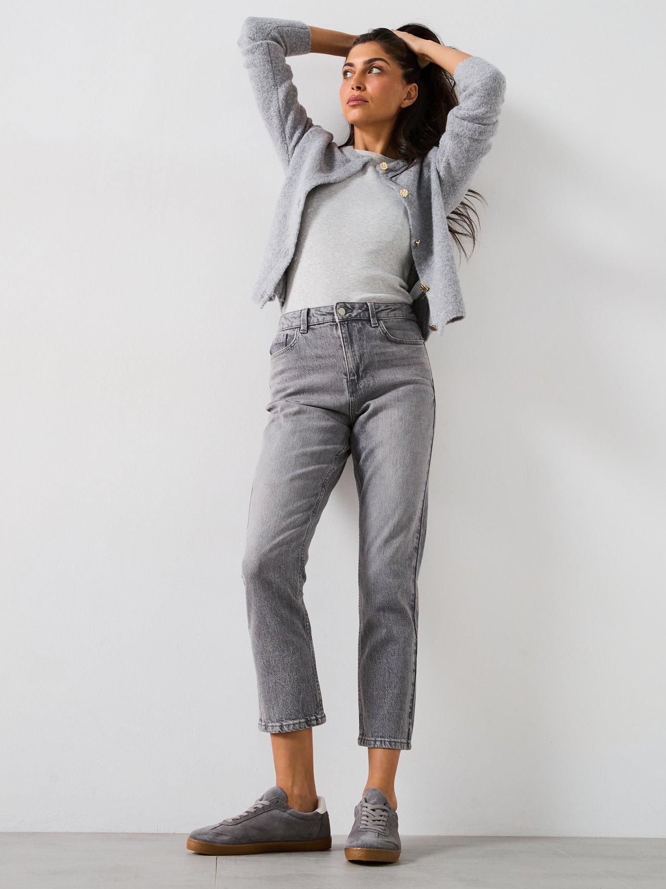 New Look Grey Hannah Ankle Grazer Straight Leg Jeans | Very
