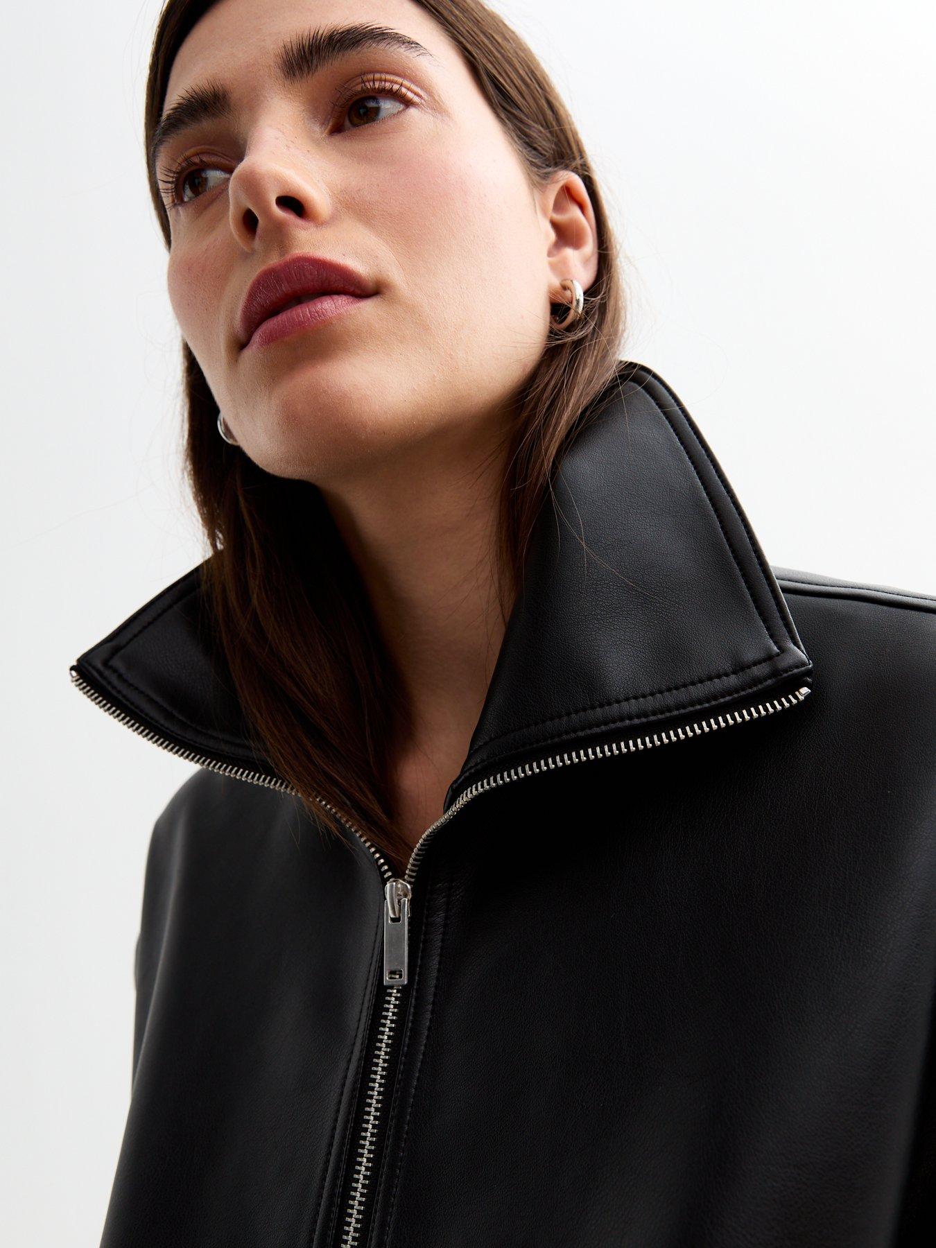 New Look Leather Bomber Jacket - Black | Very