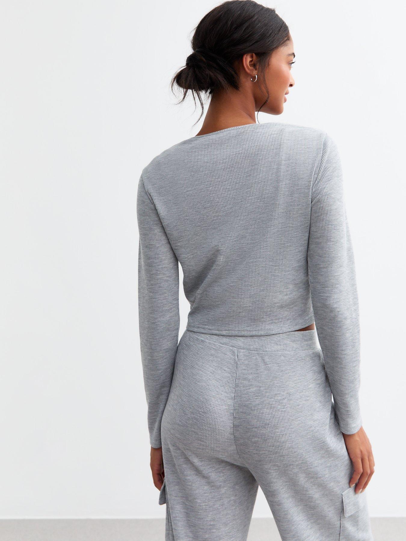 New Look Grey Waffle Rib Pyjama Cardigan | very.co.uk