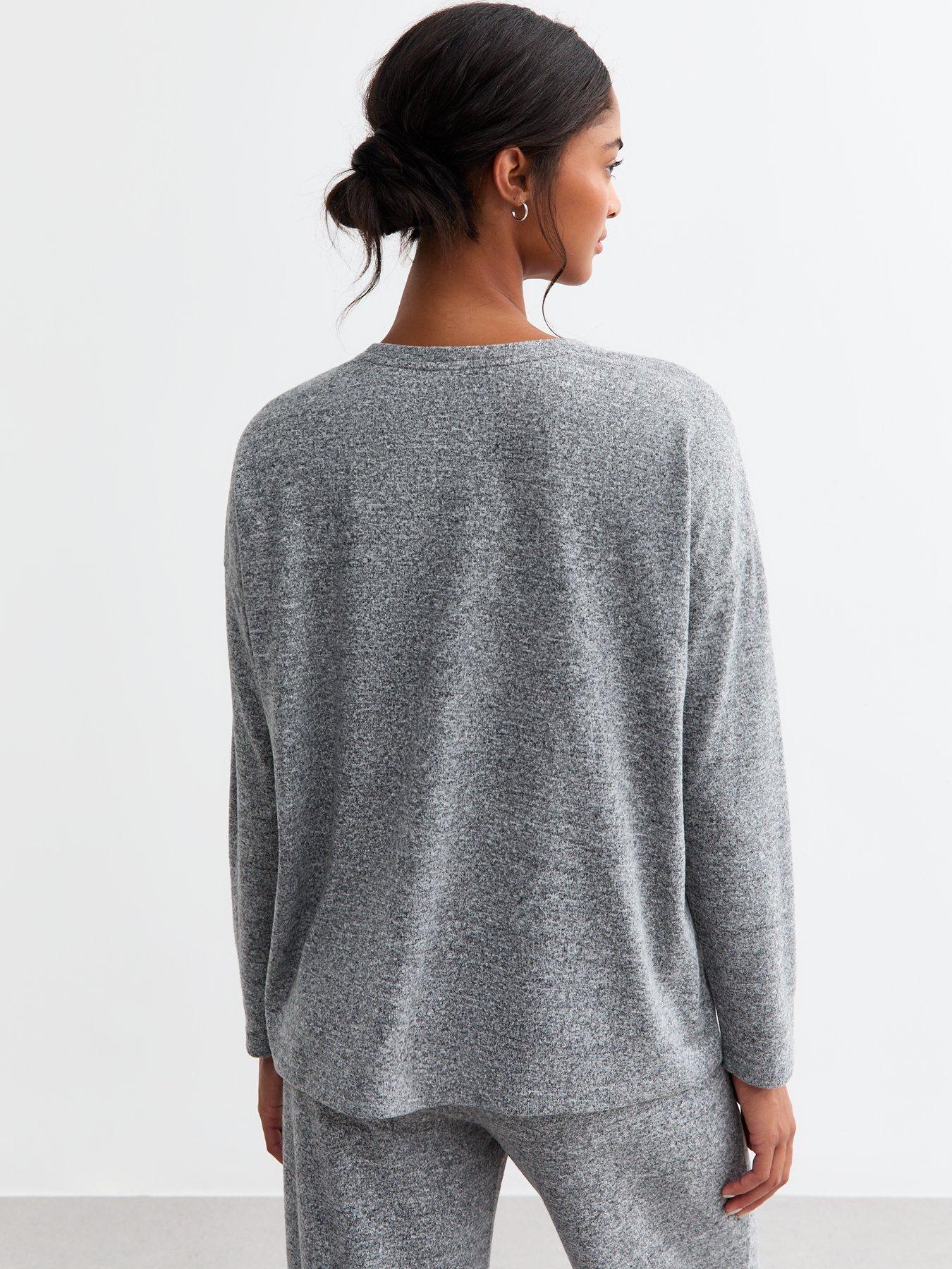 New Look Dark Grey Melange Long Sleeve Pyjama Top | Very