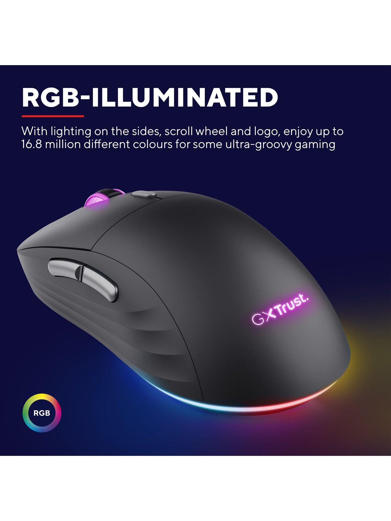 Trust GXT926 Redex II Wireless RGB Black Gaming Mouse for PC, Laptop ...