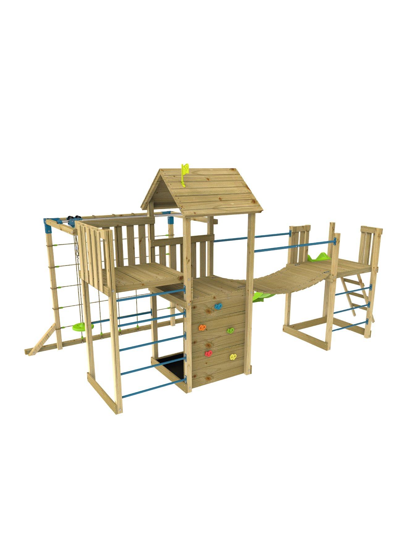 TP Skywood Wooden Climbing Frame including Sky Deck, Zipline & Slide | Very