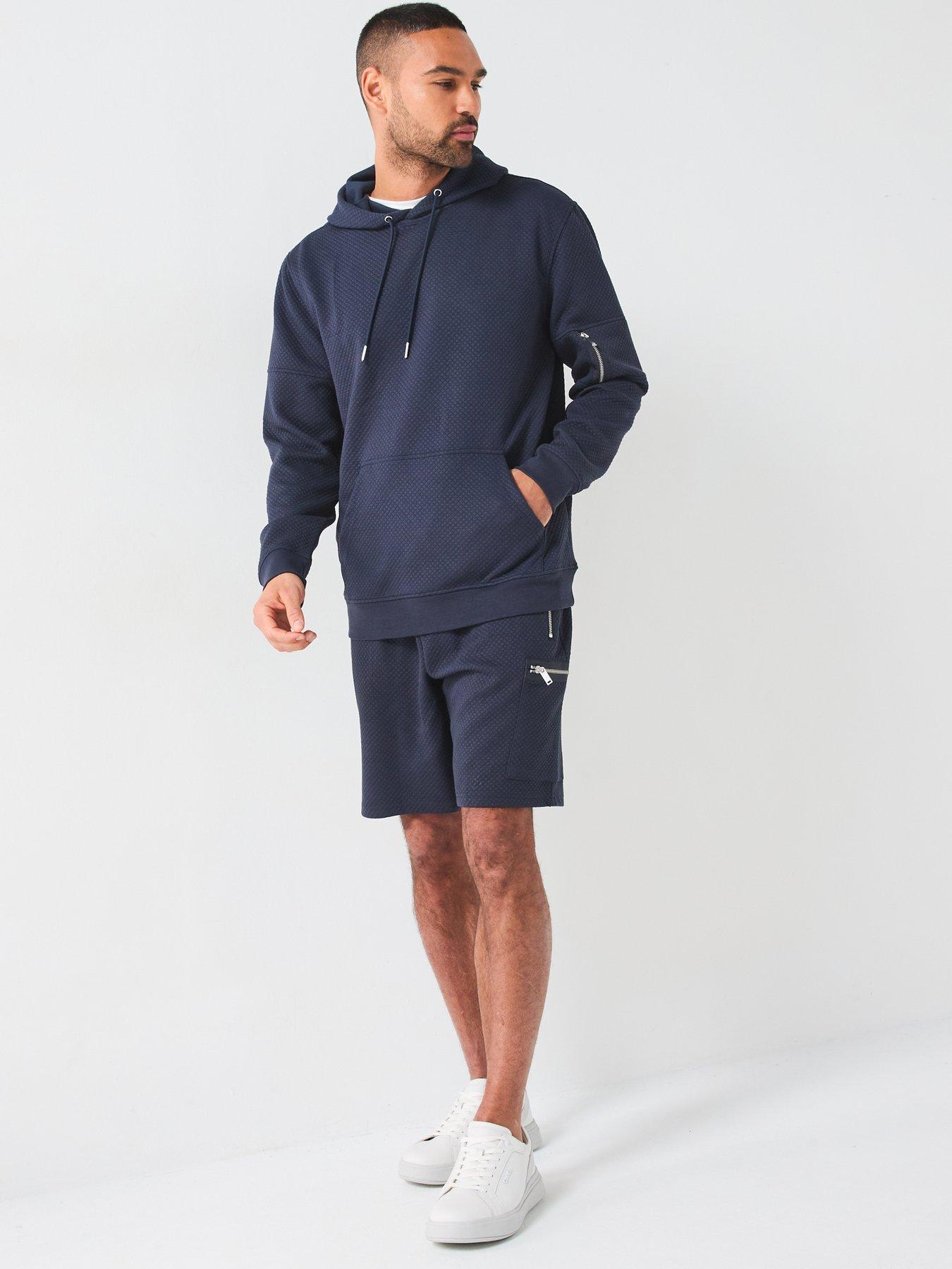 Very Man Textured Zip Pocket Jogger Short - Navy | Very