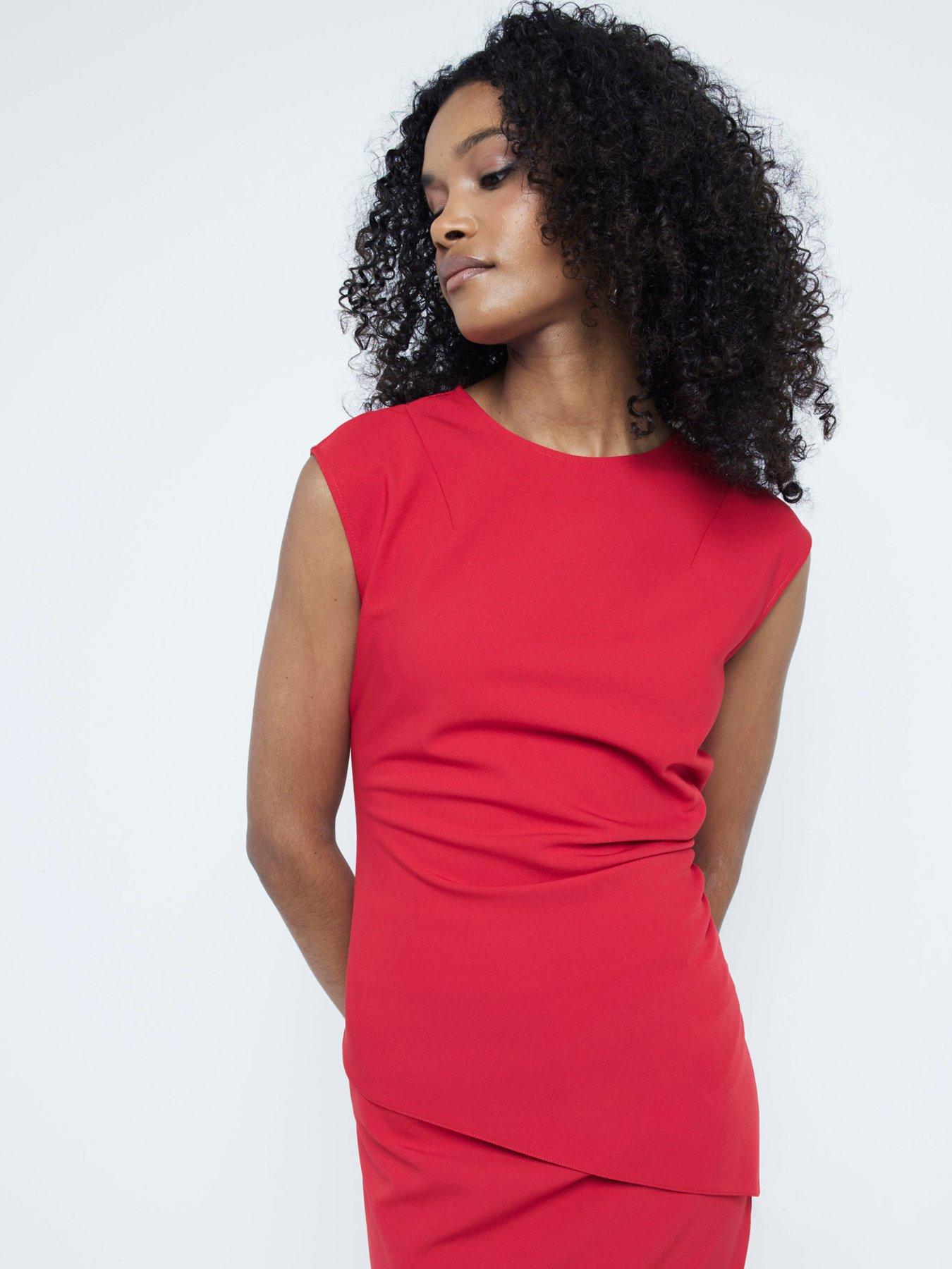River Island Ruched Asymmetric Top - Red | Very