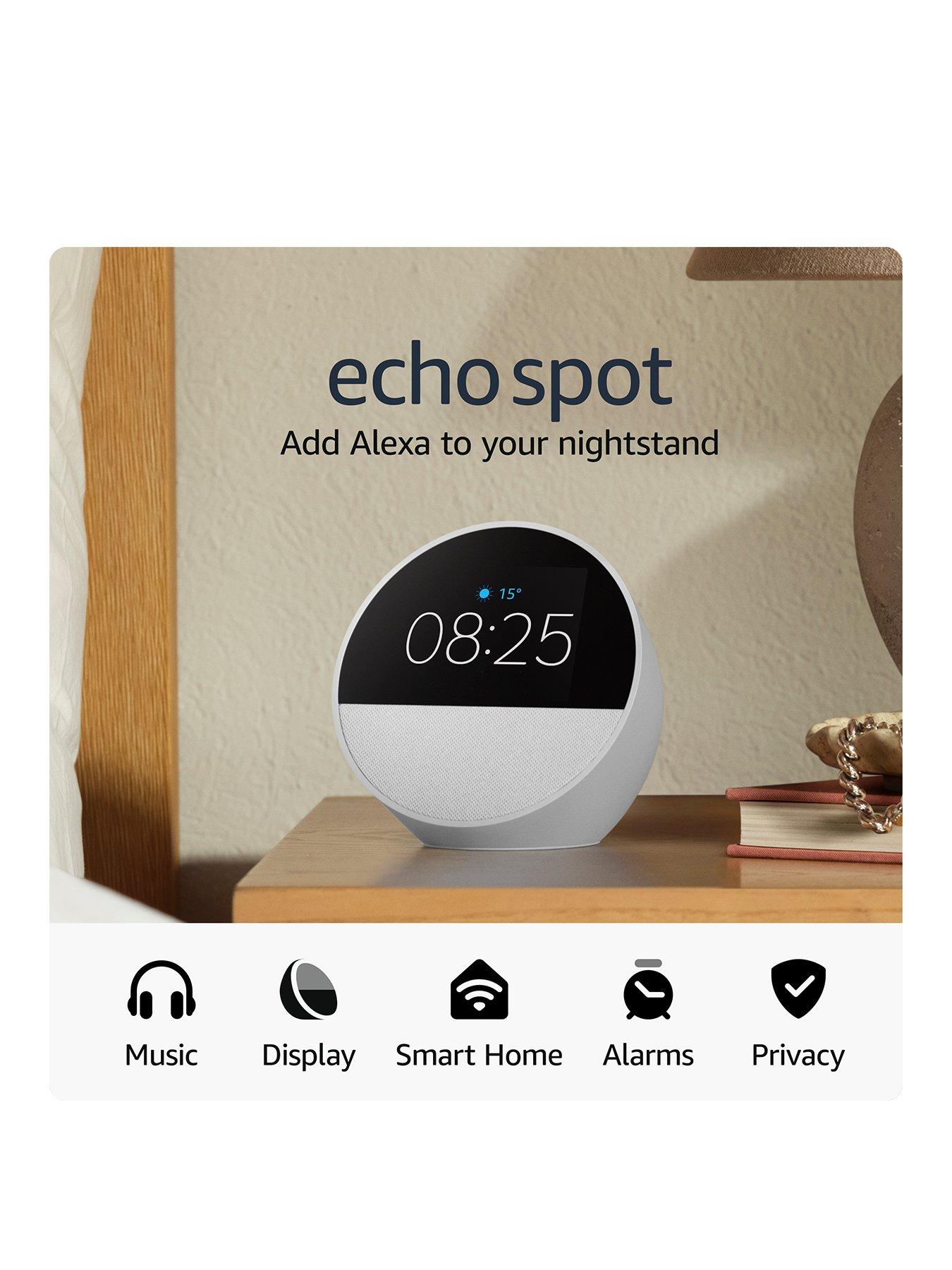 Amazon Echo Spot Alarm Clock with Alexa - White | Very
