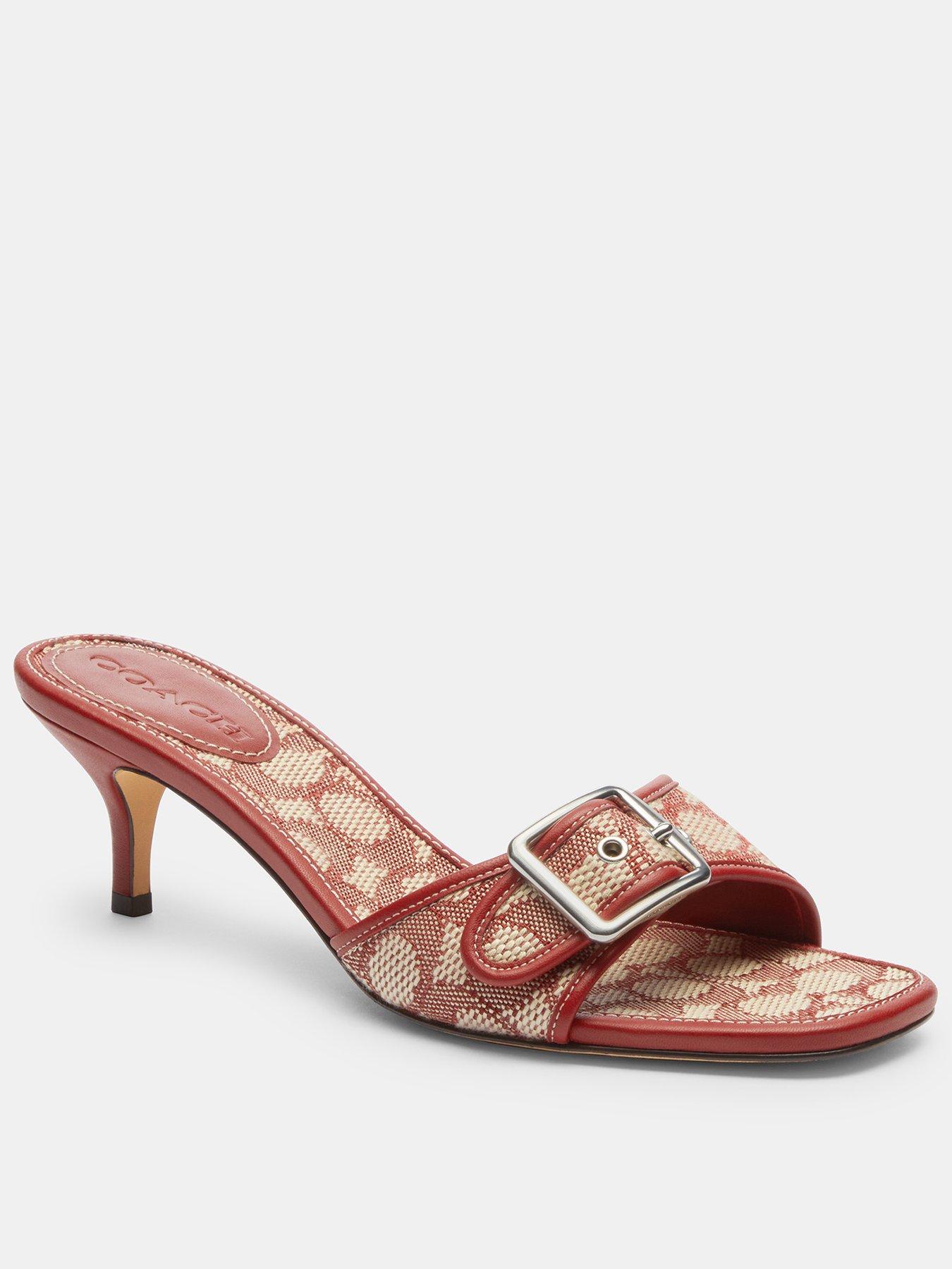 COACH Margot Signature Textile Jacquard Sandals - Dark Red | Very