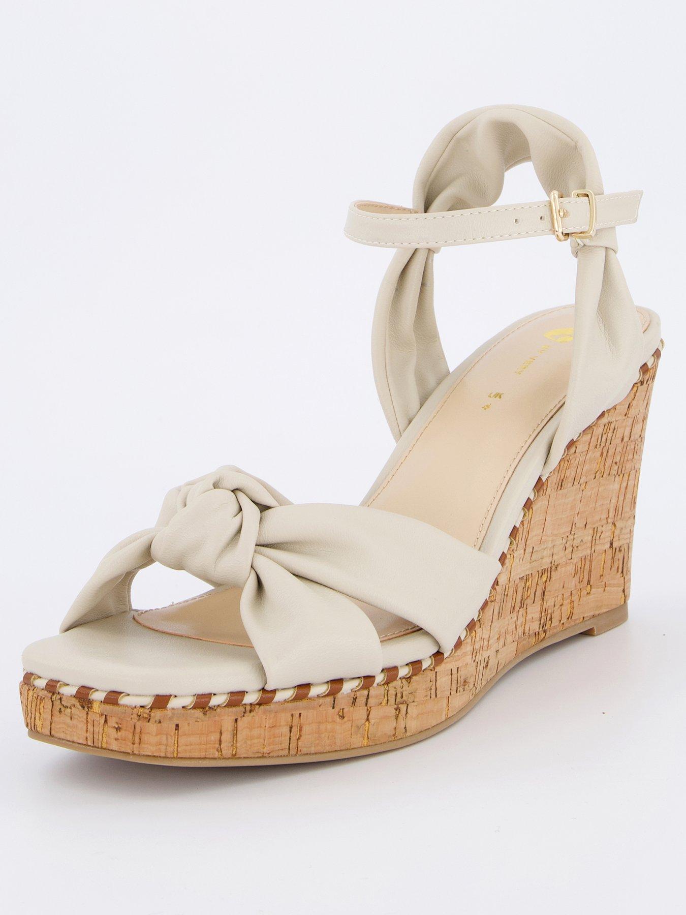 V by Very High Wedge Knot Front Sandals - Nude | Very