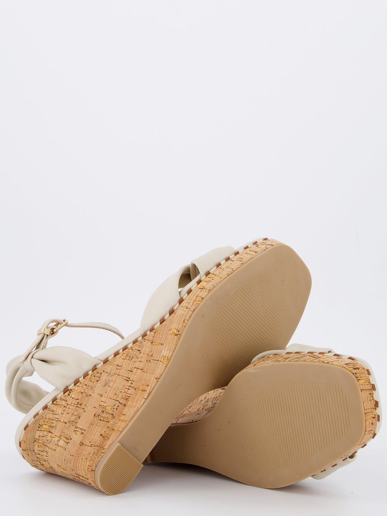 V by Very High Wedge Knot Front Sandals - Nude | Very