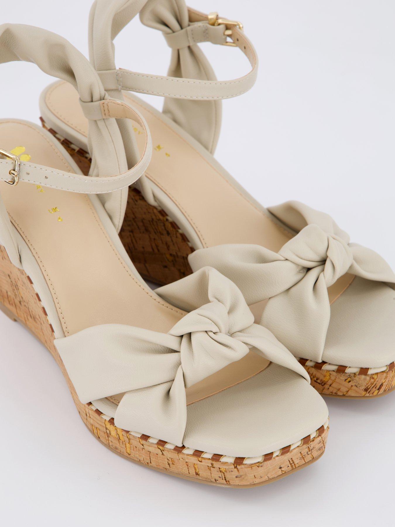 V by Very High Wedge Knot Front Sandals - Nude | Very