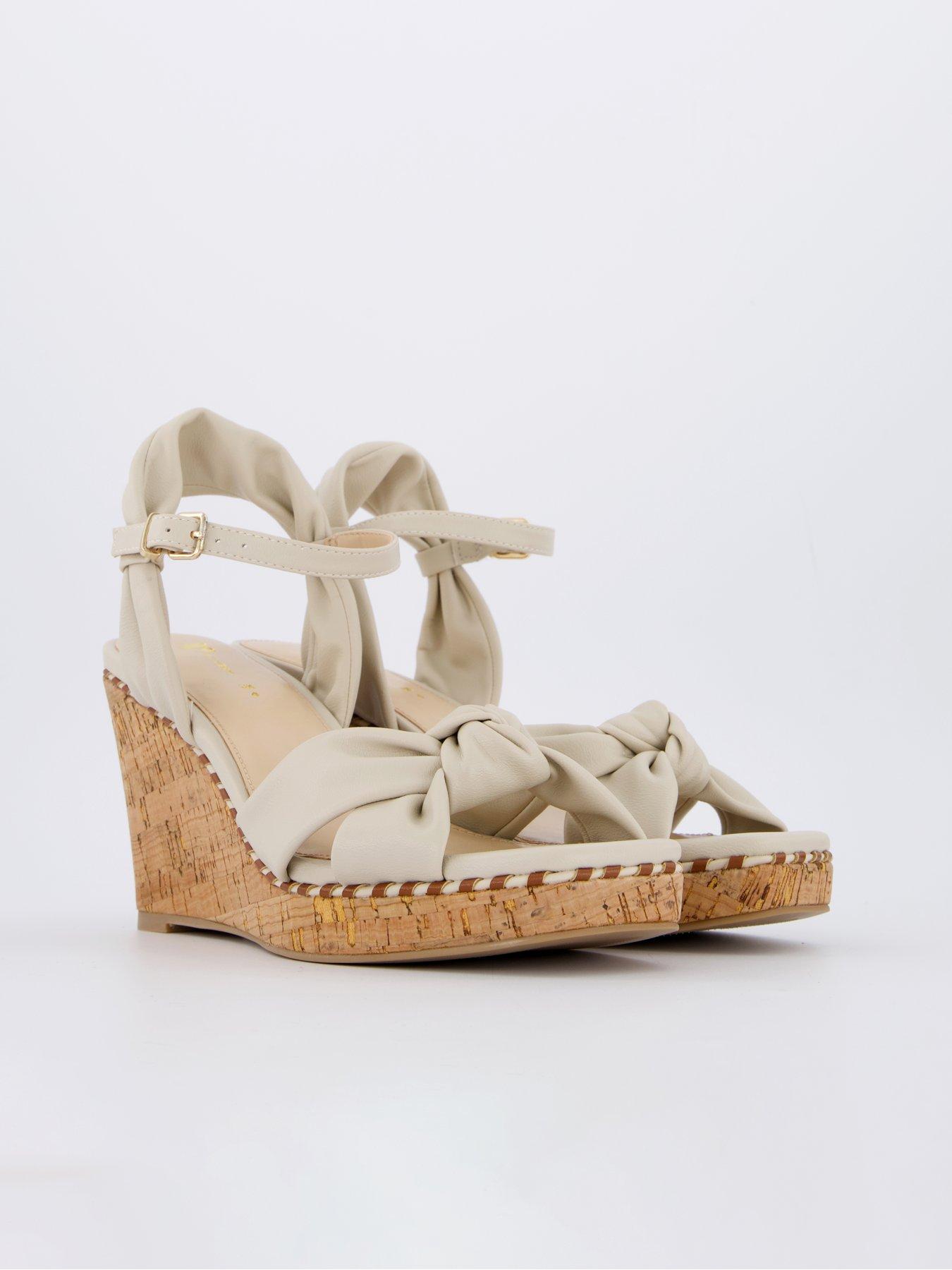 V by Very High Wedge Knot Front Sandals - Nude | Very