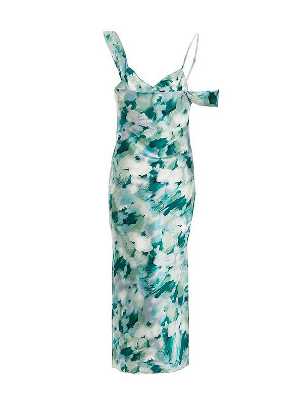 Quiz Petite Blue Floral Satin Asymmetric Midaxi Dress | Very Quiz Petite Blue Floral Satin Asymmetric Midaxi Dress | Very