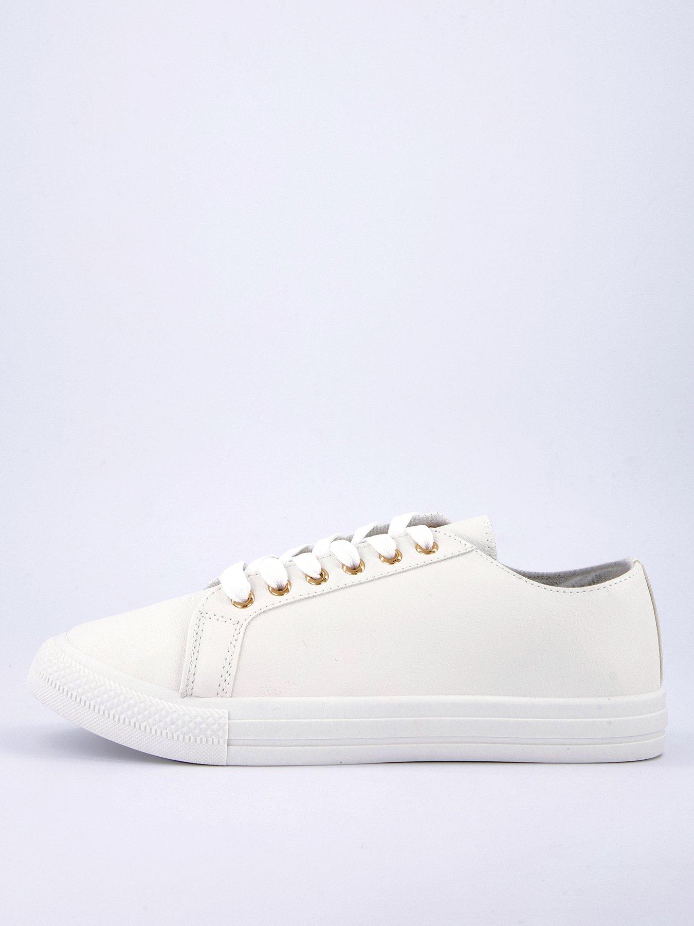 Everyday Standard Fit Faux Leather Cupsole Trainer - White | Very