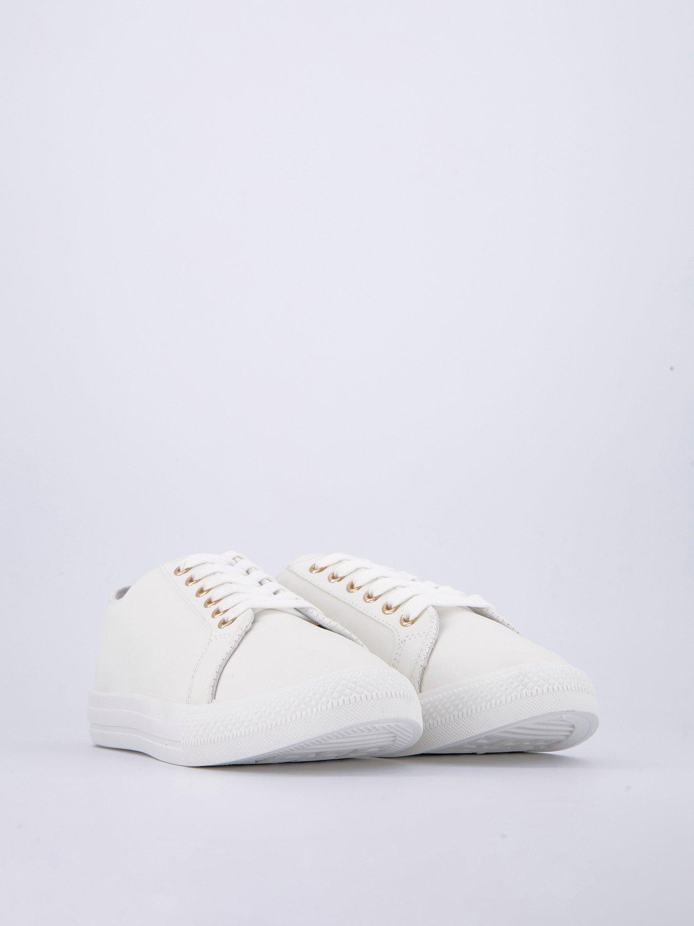 Everyday Standard Fit Faux Leather Cupsole Trainer - White | Very