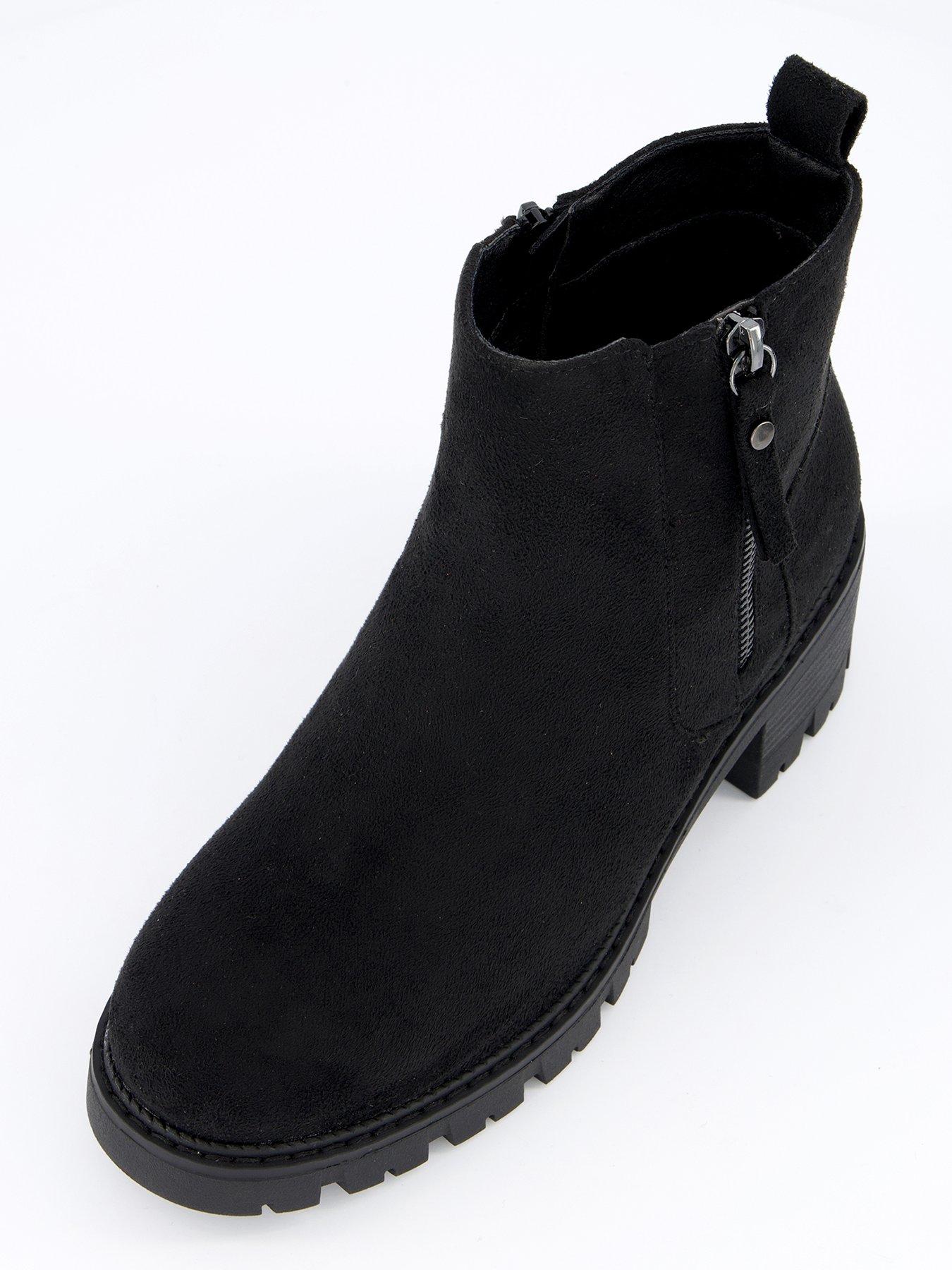 V by Very Extra Wide Fit Block Heel Ankle Boot - Black | Very