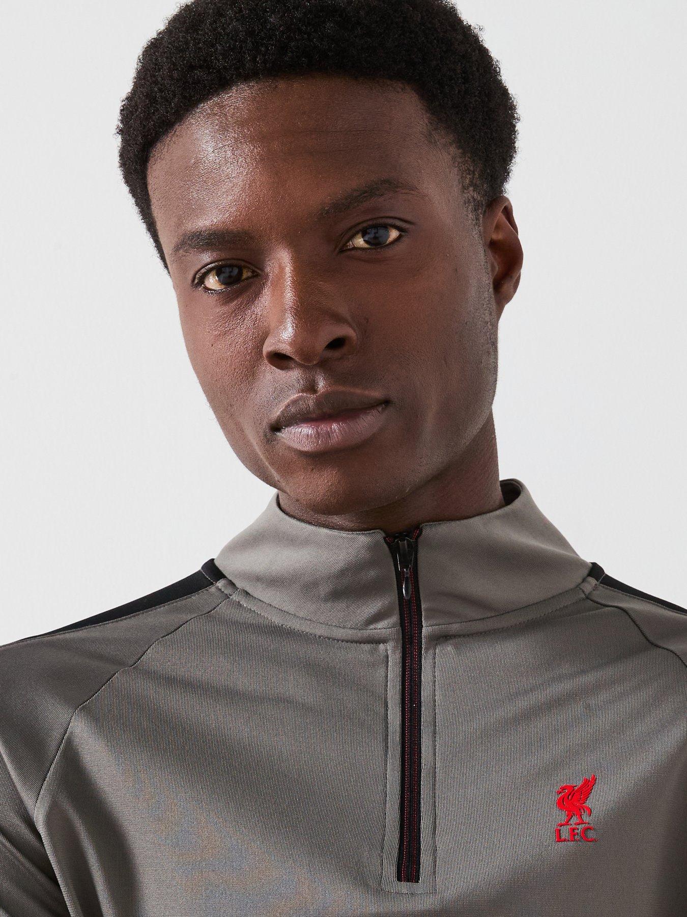 Liverpool FC Football Club Mens Quarter Zip Top - Charcoal - Dark Grey ...