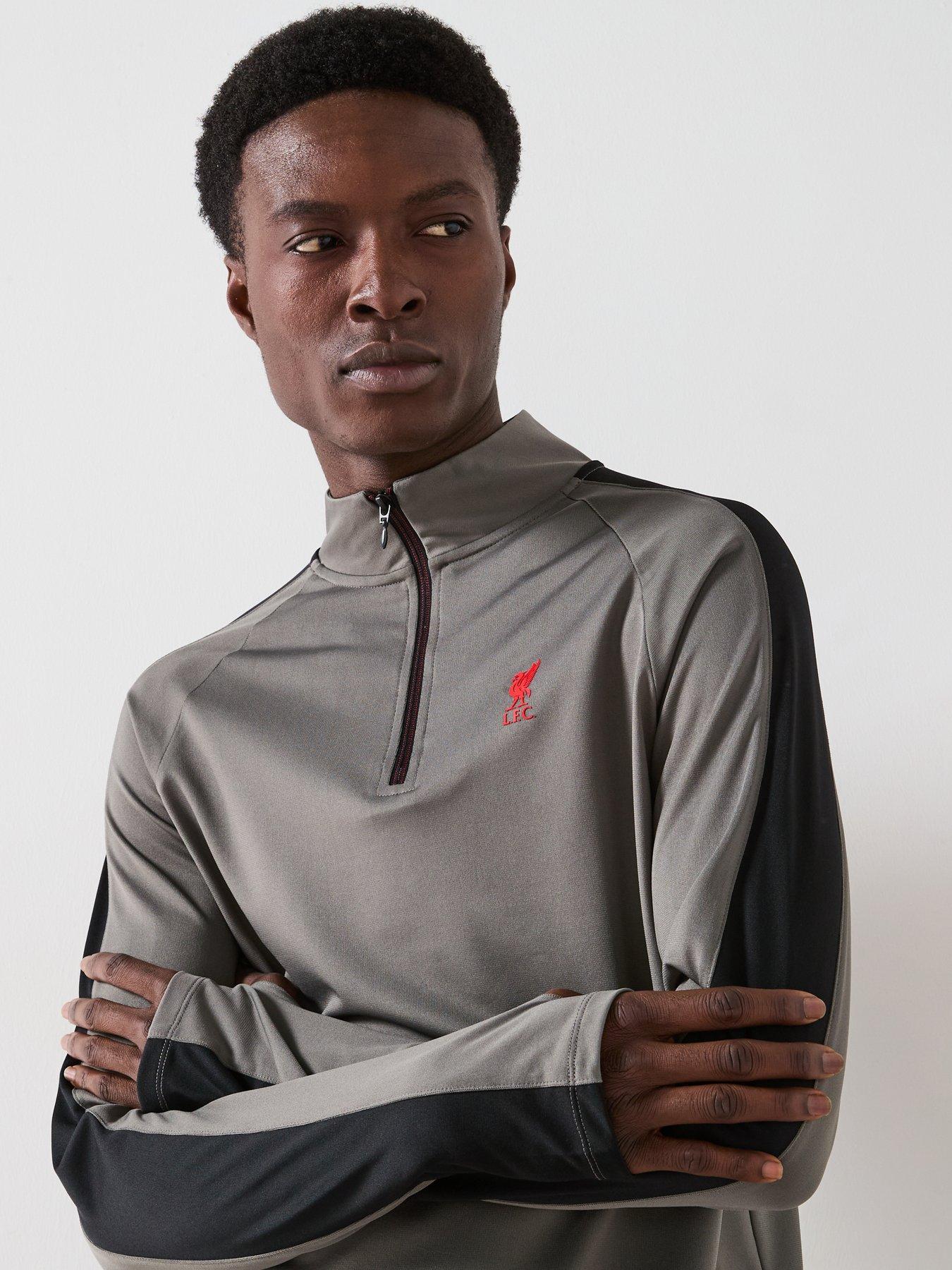 Liverpool FC Football Club Mens Quarter Zip Top - Charcoal - Dark Grey ...