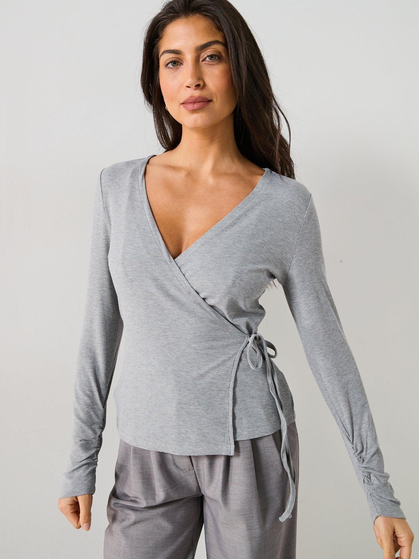 V by Very Wrap Ballet Top - Grey | Very