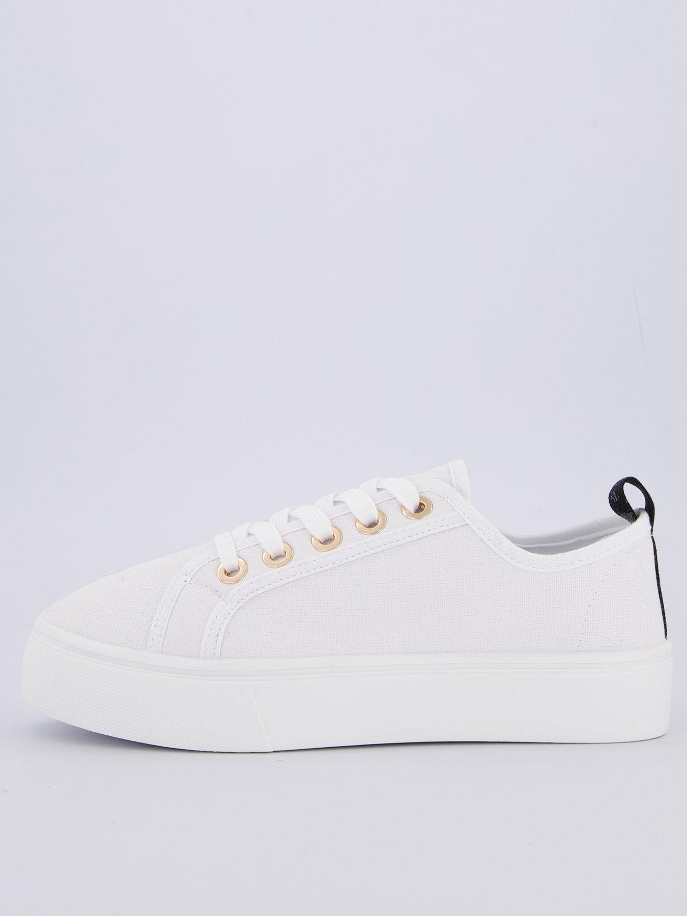 Everyday Standard Canvas Lace Up Platform Trainer - White | Very