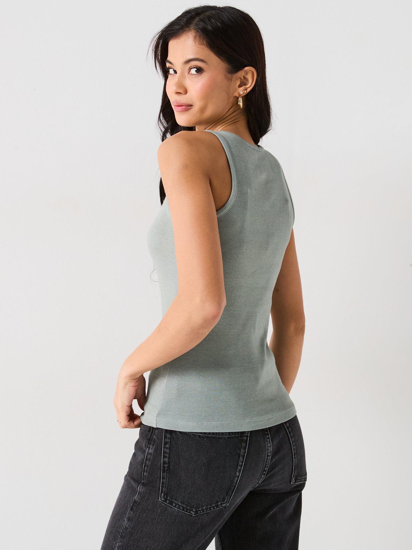 V by Very Ribbed Racer Vest - Green | Very