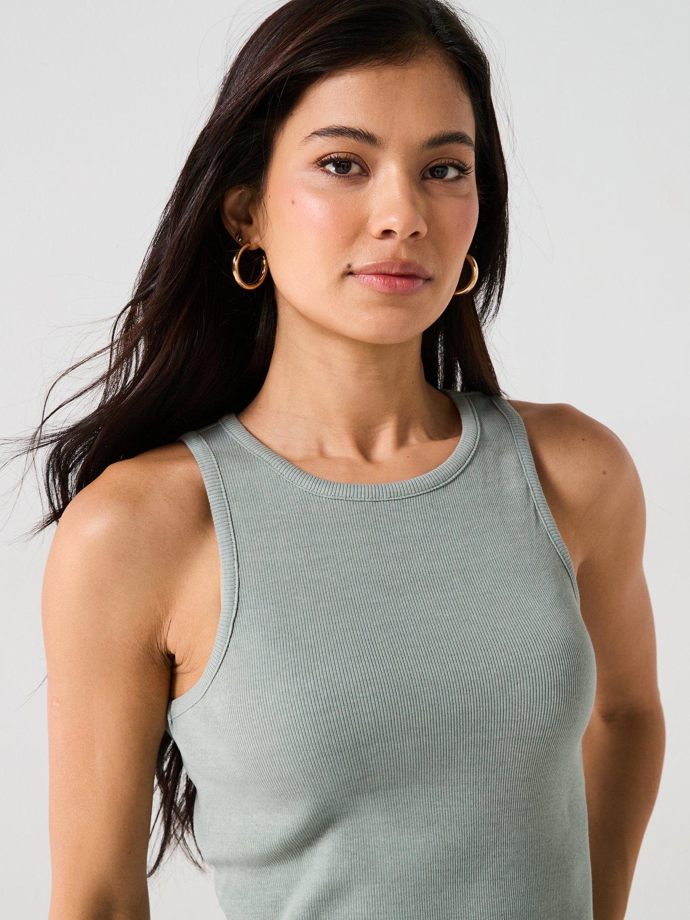 V by Very Ribbed Racer Vest - Green | Very