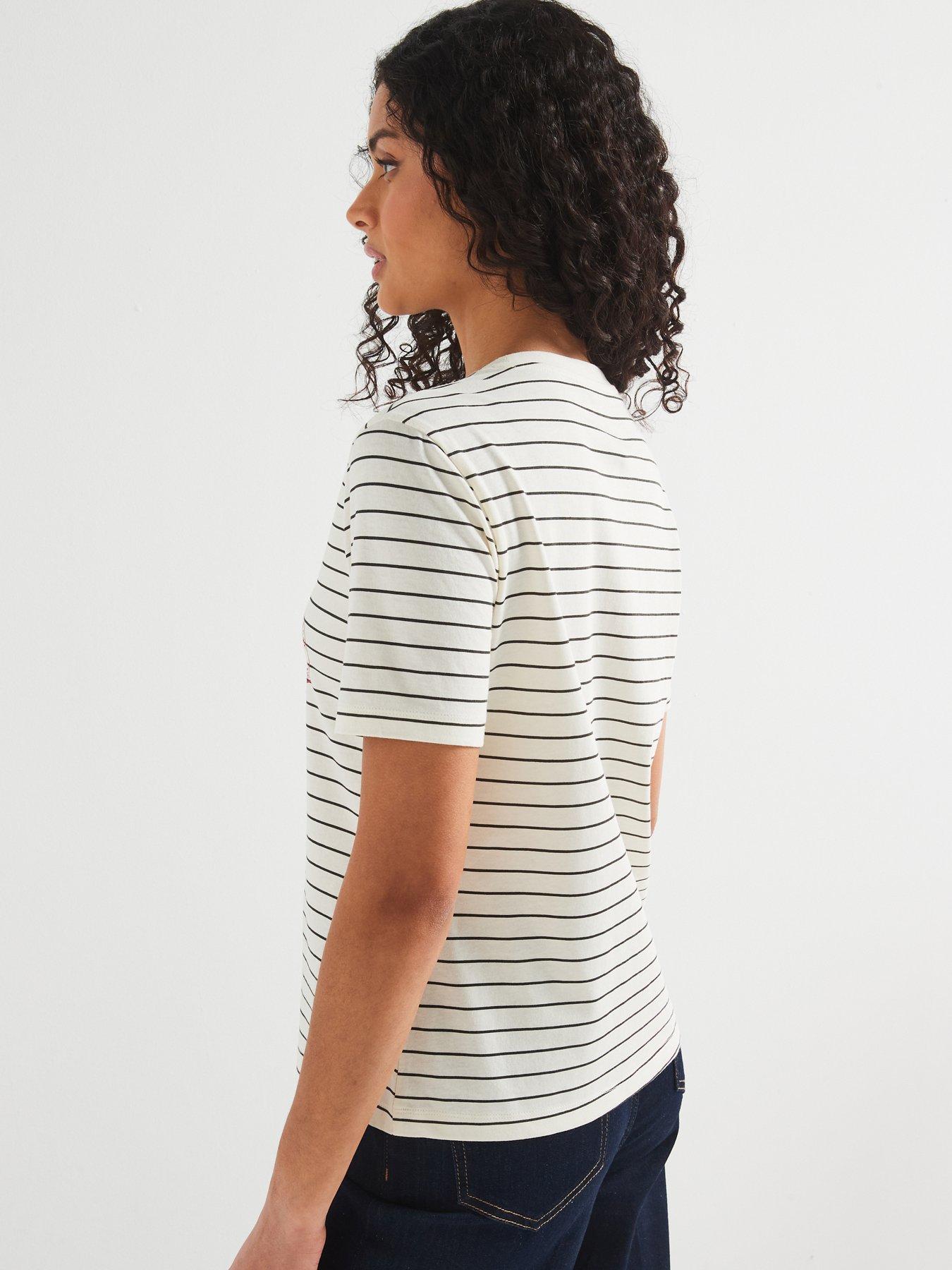 V by Very Graphic T-Shirt Stripe - White | Very